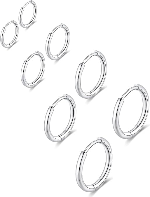 Knubmt 4 Pairs 316L Stainless Steel Hoop Earrings Set 14K Gold Plated ...