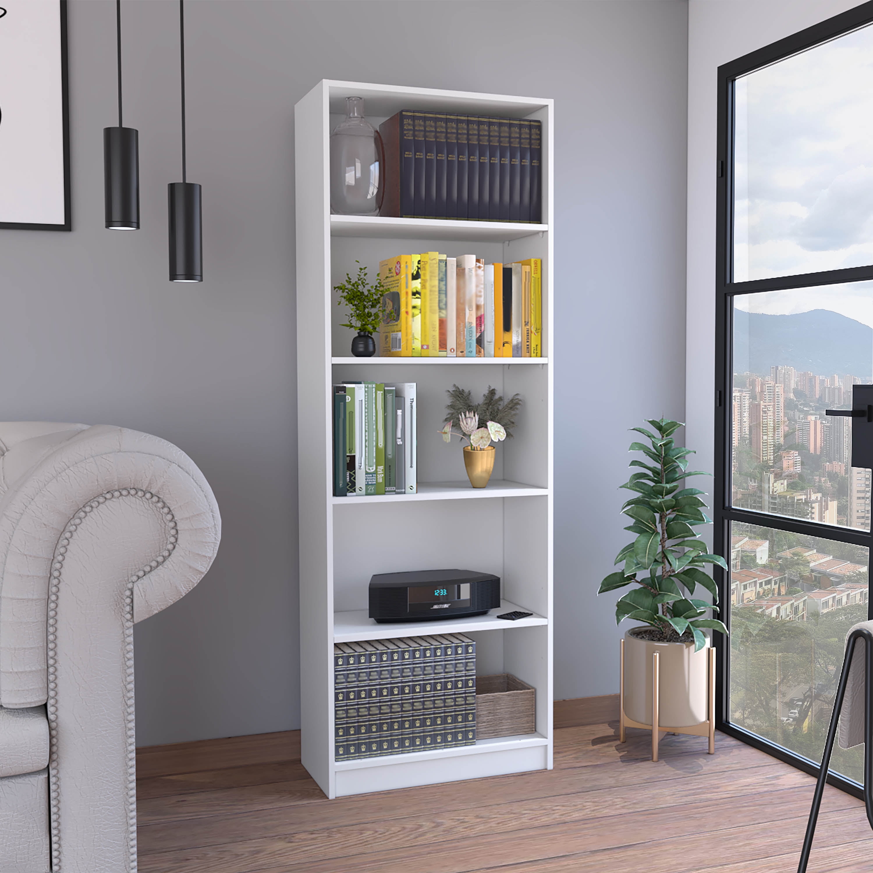 Knubmt 4 Tiers Wood Open Bookcase Bookshelf Book Storage Shelf Rack for ...