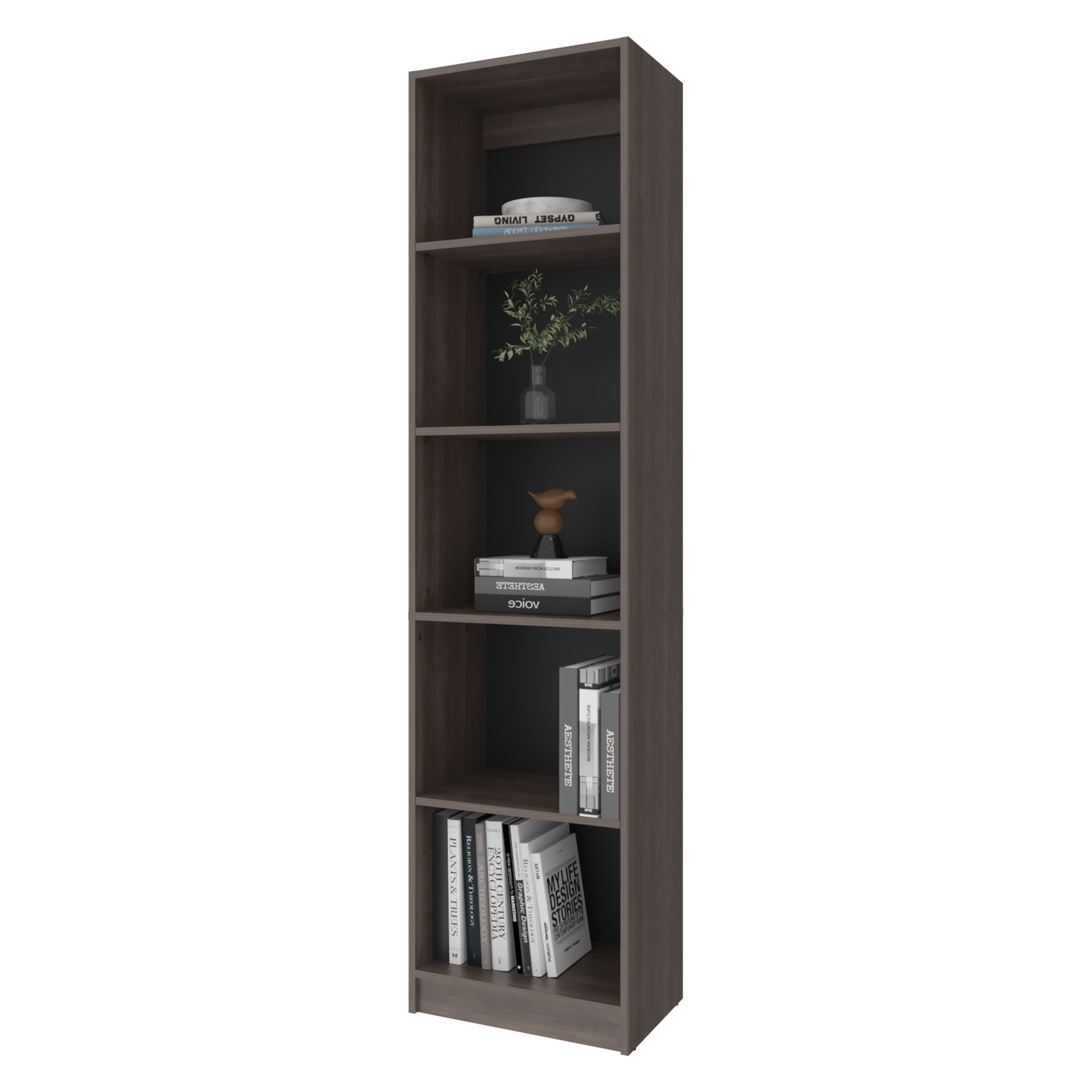 Knubmt 5 Shelves Wood Bookcase Bookshelf for Living Room, Office, Dark ...