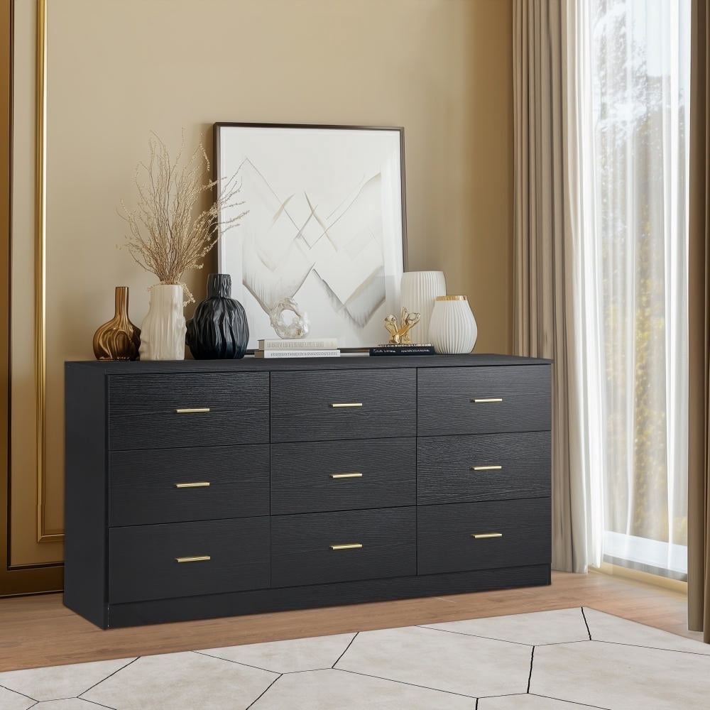 Knubmt 9 Drawer Dresser Wide Chest of Drawers with Handle, Large ...
