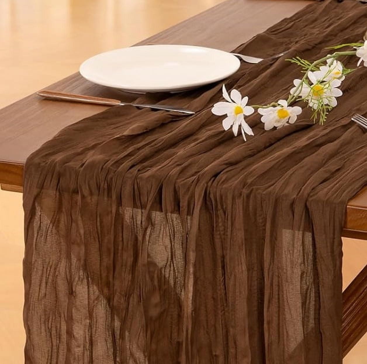 Knubmt Cheesecloth Table Runner Rustic Sheer Gauze Fabric Table Runners ...