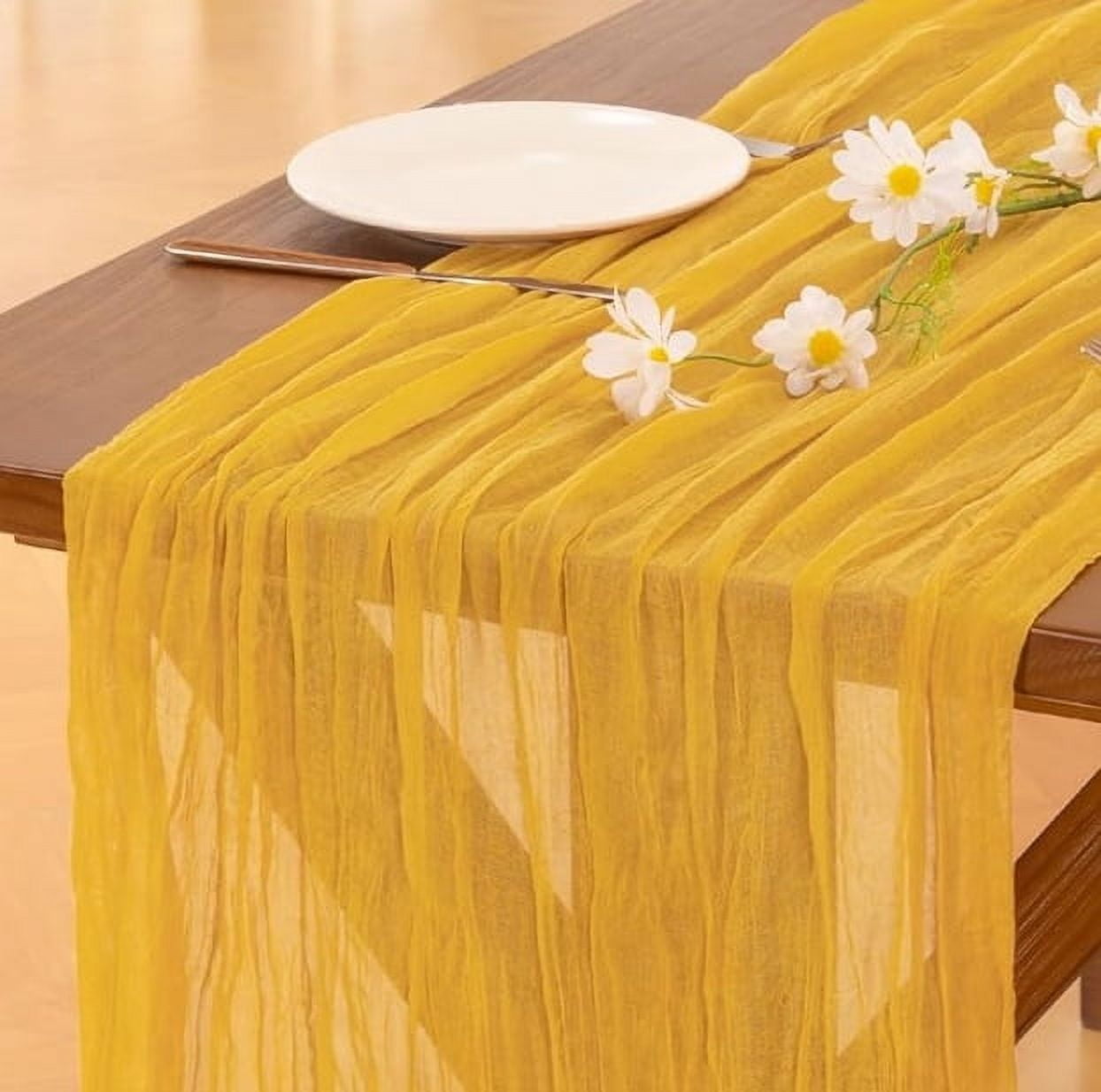 Knubmt Cheesecloth Table Runner Rustic Sheer Gauze Fabric Table Runners ...