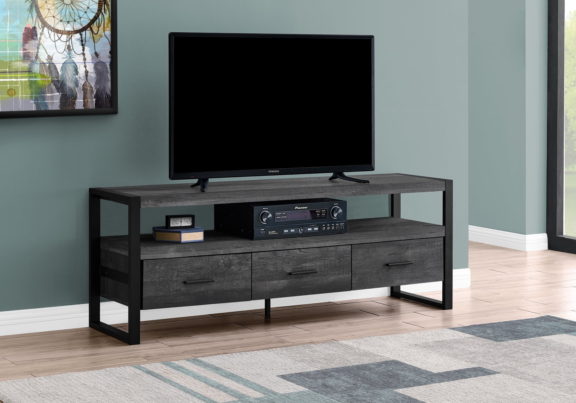 Knubmt Console Media Entertainment Center for TVs up to 60 Inch, Wood ...