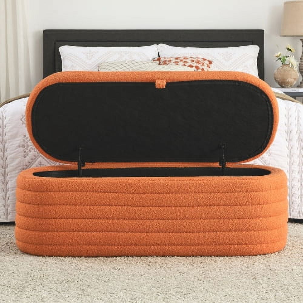 Knubmt End of Bed Stool with Safety Hinge, Fabric Storage Ottoman for ...