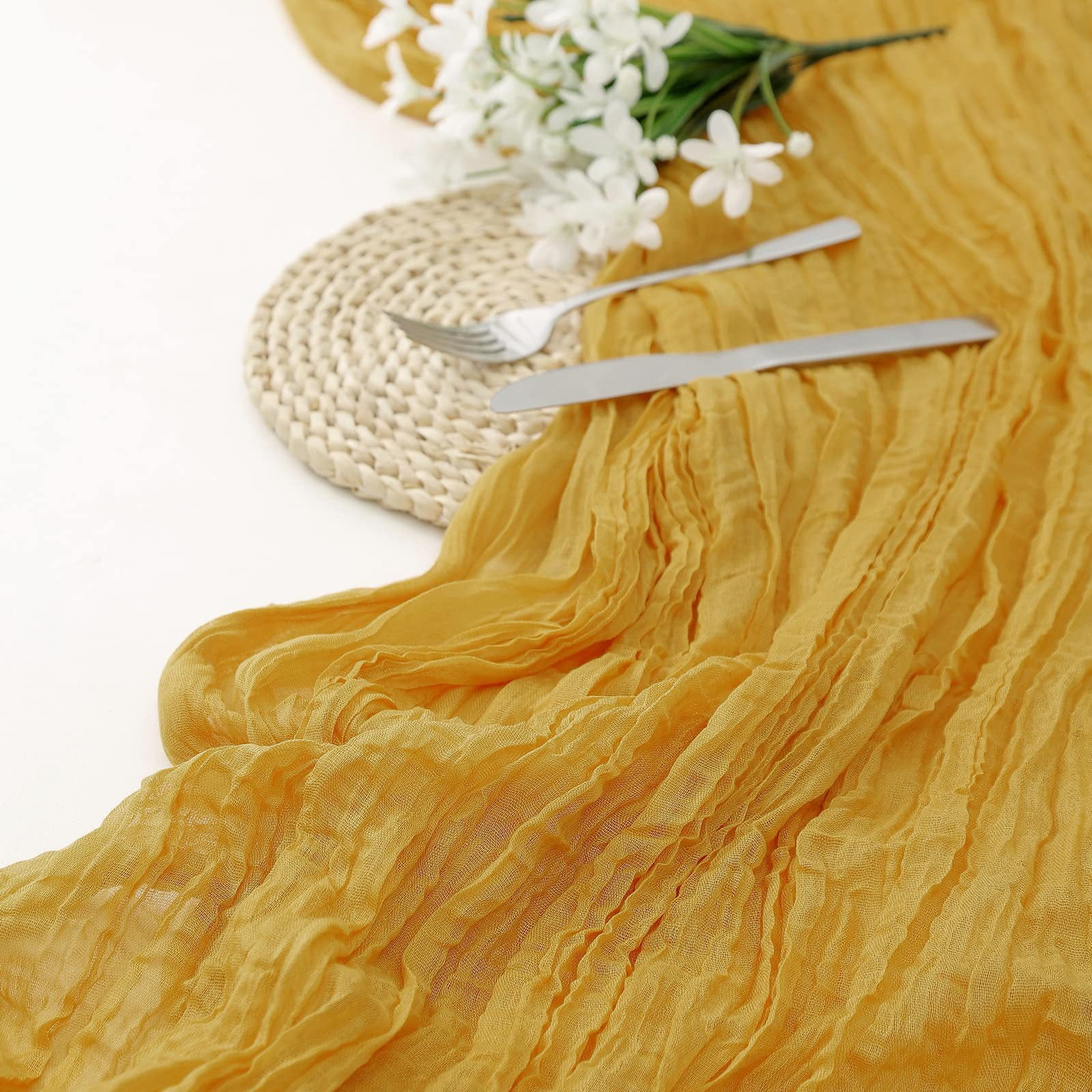 Knubmt Gauze Table Runner Cheesecloth Table Runners for Wedding ...