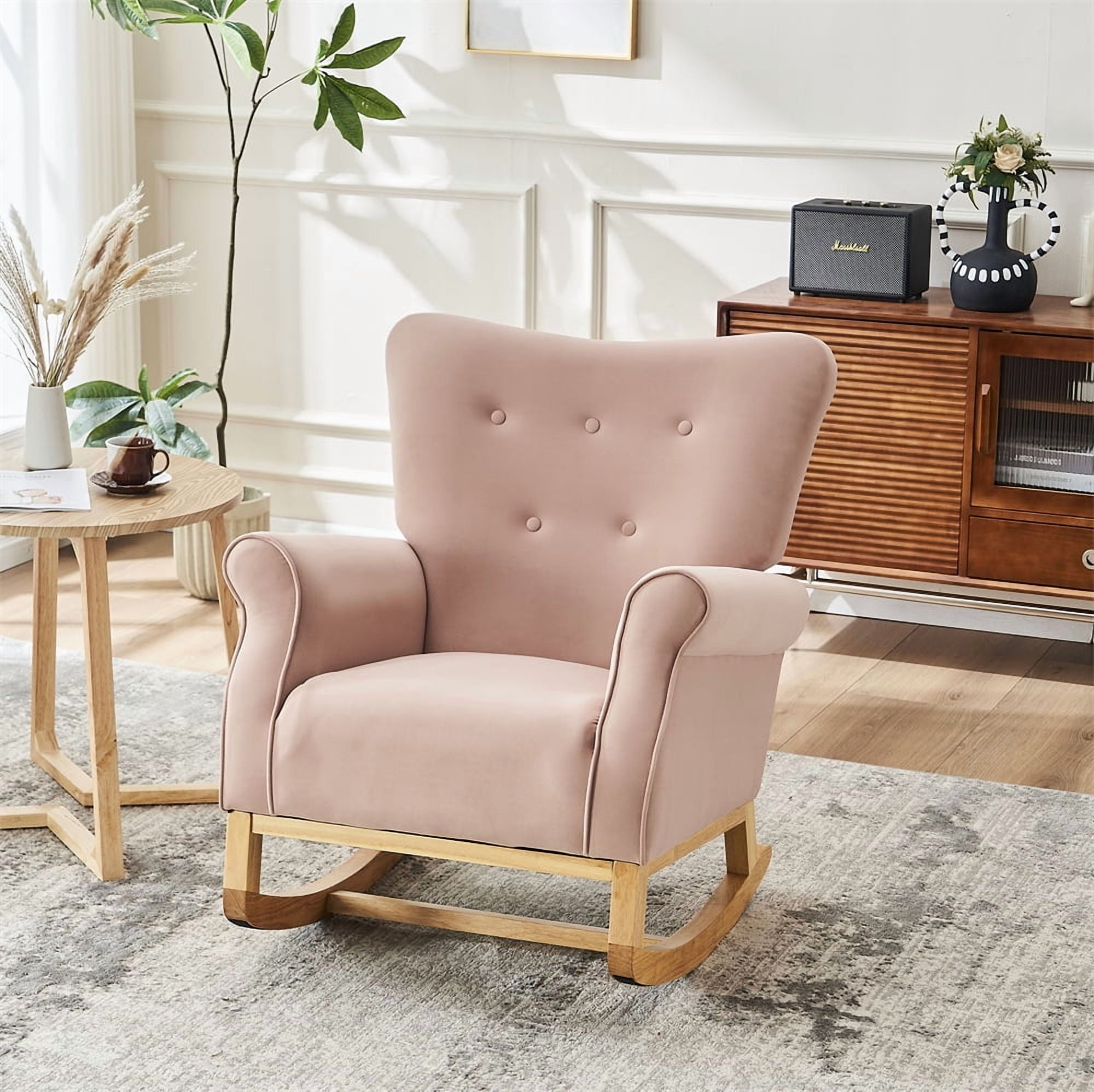 Knubmt High Back Club Chair Accent Chair with Wood Frame, Fabric ...