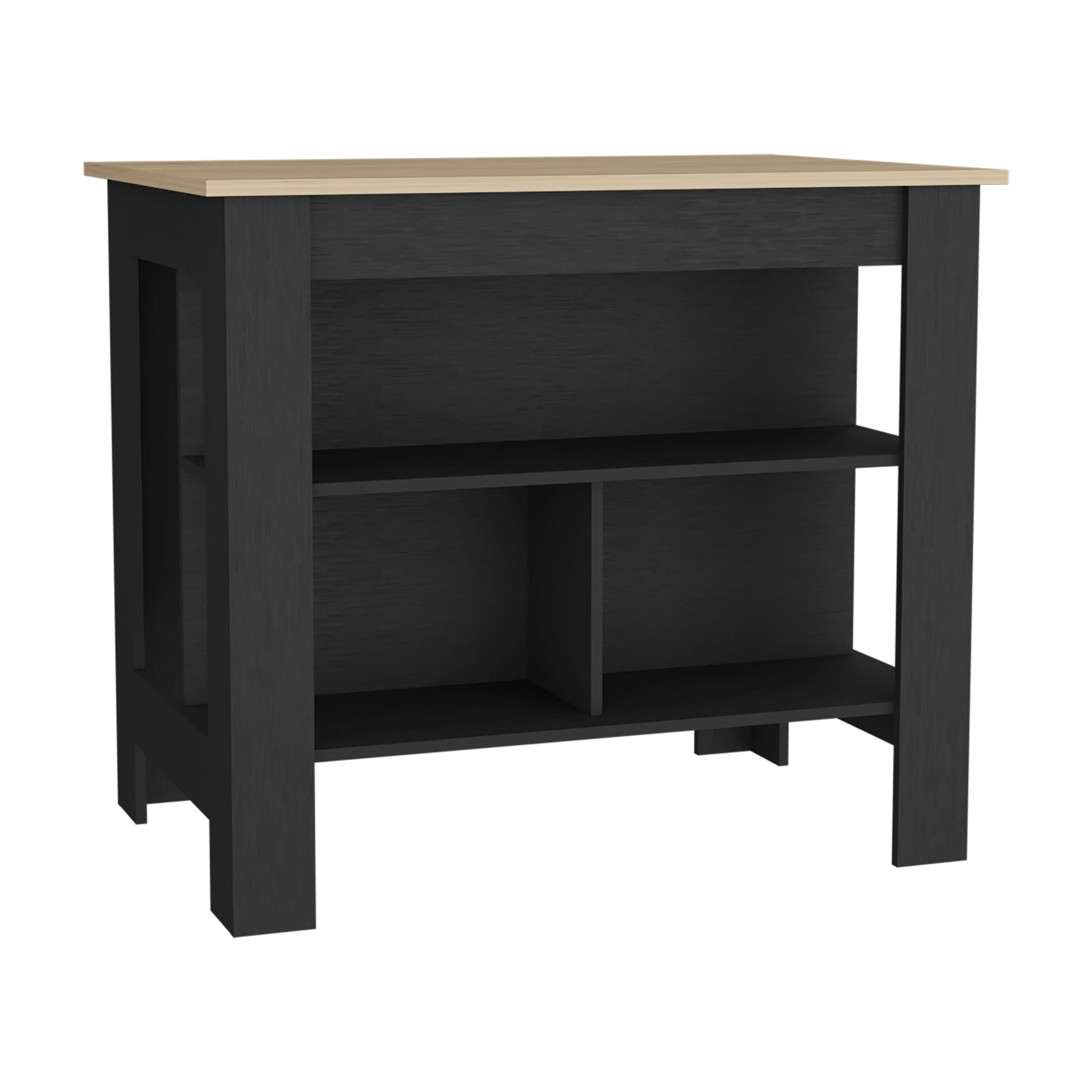 Knubmt Kitchen Island with 3 Open Shelf, 2 Tier Kitchen Table for ...