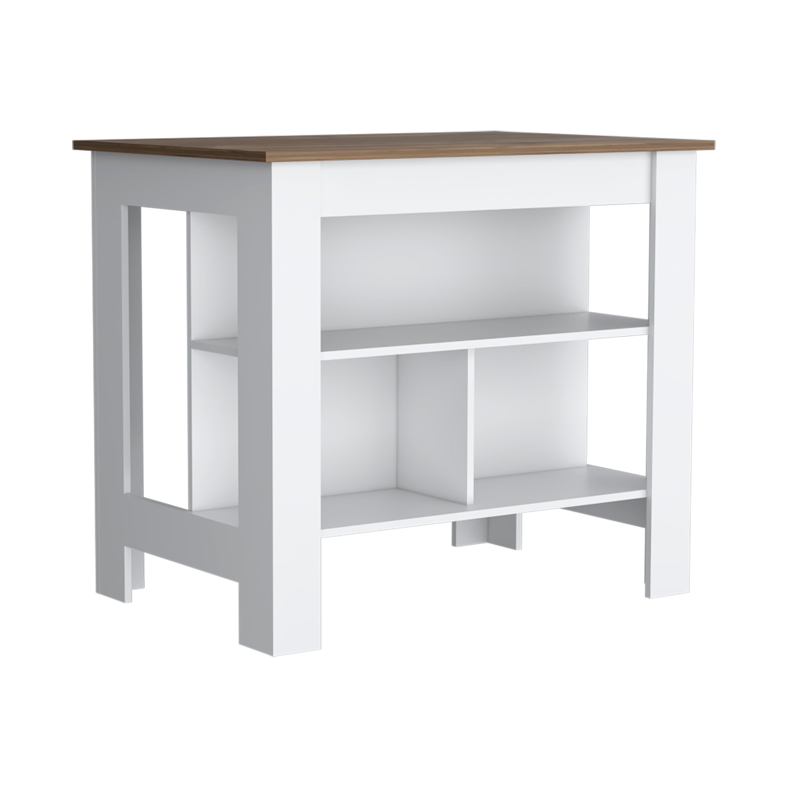 Knubmt Kitchen Island with 3 Open Shelf, 2 Tier Kitchen Table for ...