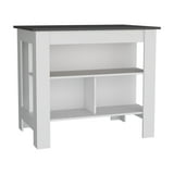 Knubmt Kitchen Island with 3 Open Shelf, 2 Tier Kitchen Table for ...