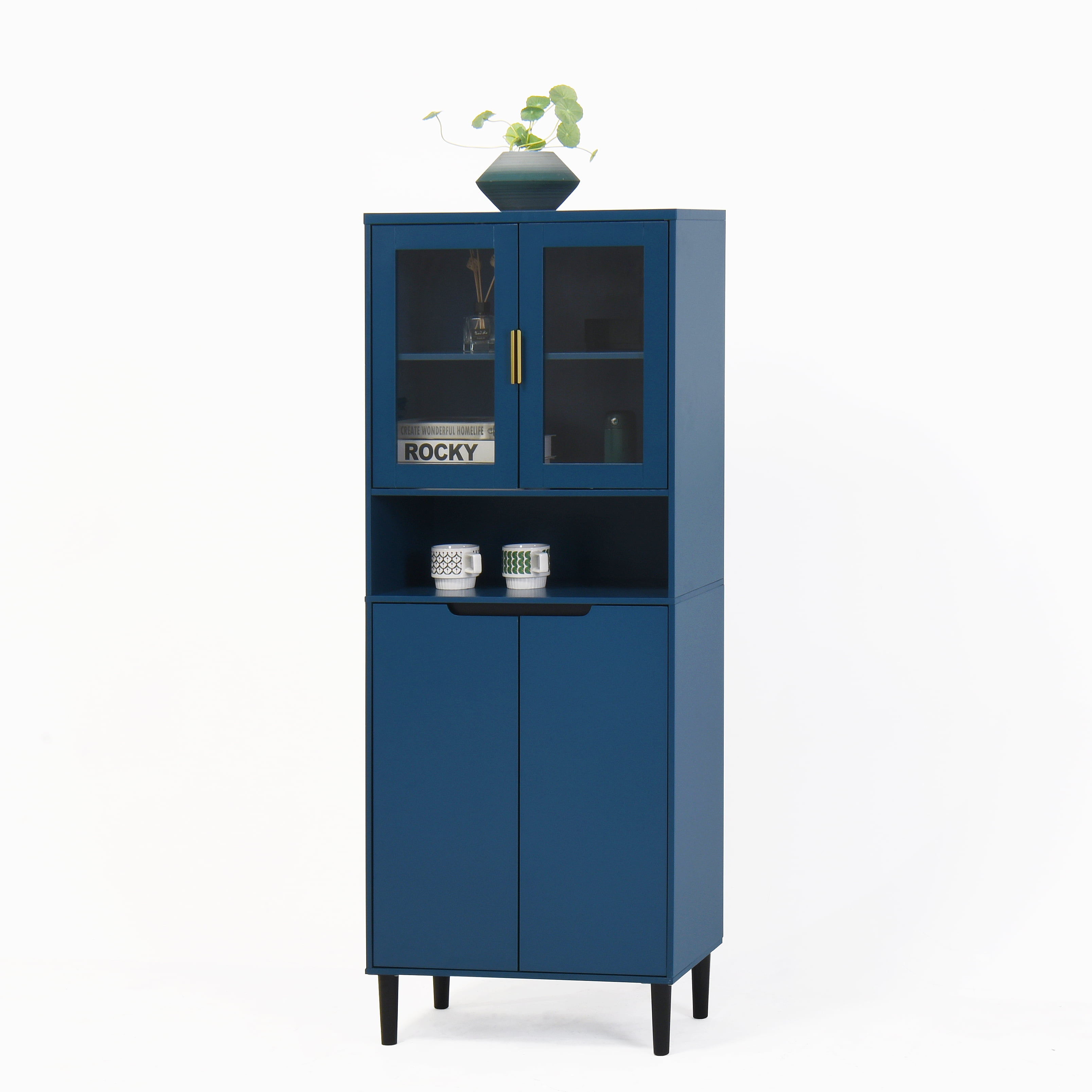 Knubmt Kitchen Pantry Cabinet with Open Shelf, Tall Storage Cabinet ...