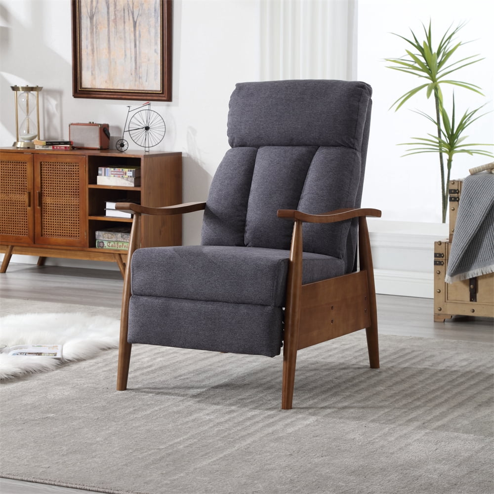 Knubmt Linen Armchair Accent Chair with Wood Frame, High Back Lounge ...