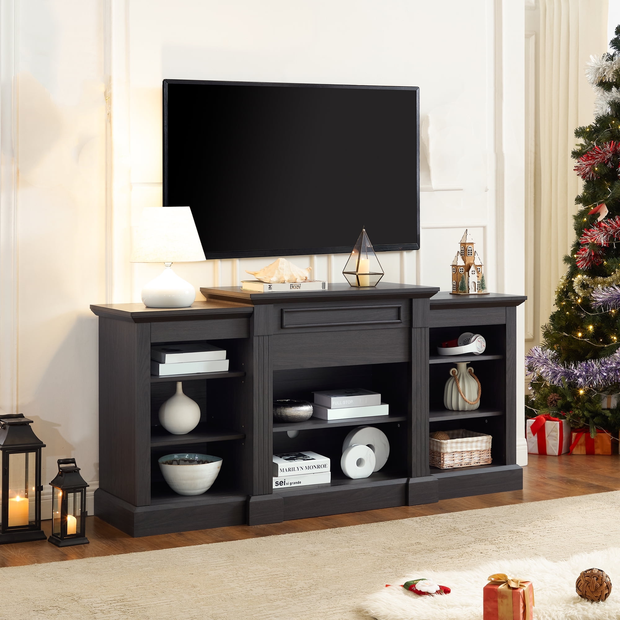 Knubmt Media Entertaionment with Storage Cabinet, Wood TV Stand with ...