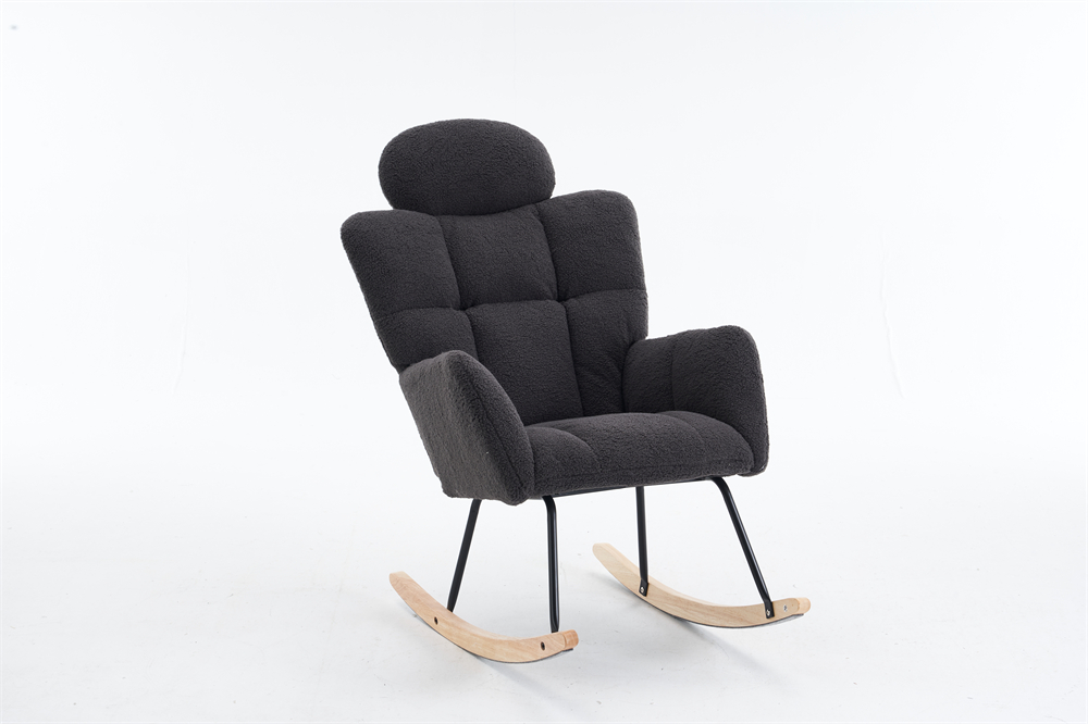 Knubmt Mid Century Modern Fabric Upholstered Rocking Chair with Metal ...
