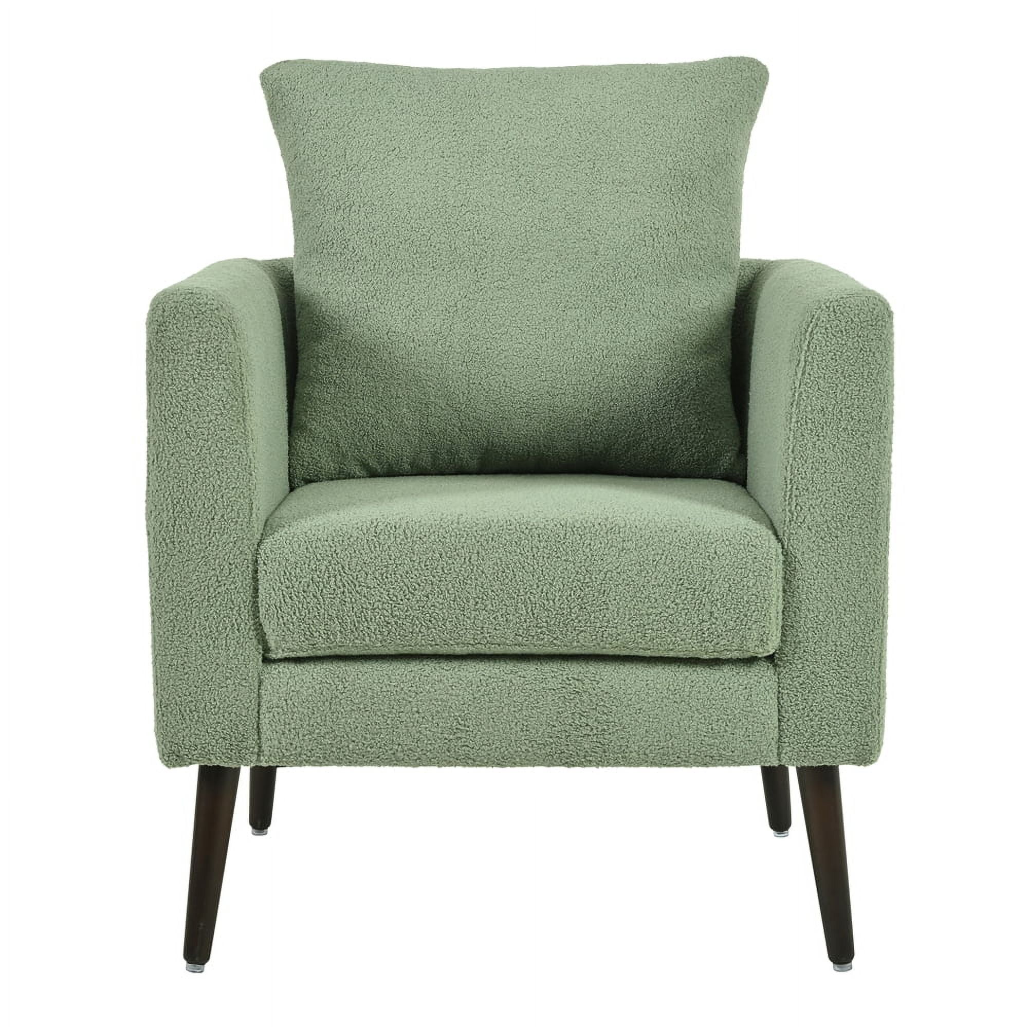 Knubmt Modern Armchair with Wood Legs and Waist Pillow, Upholstered ...