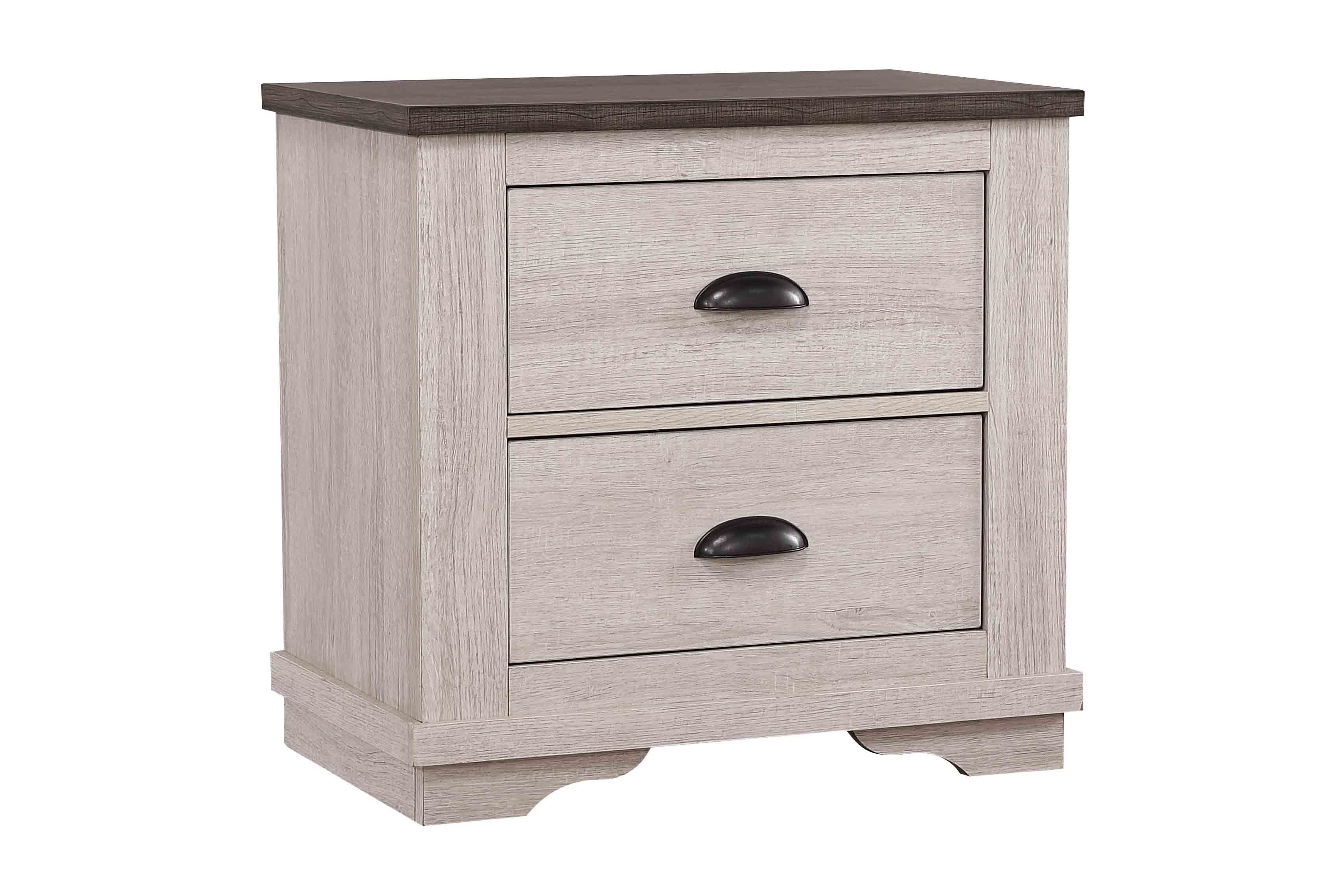 Knubmt Modern Beside Table with 2 Drawer, Wood Nightstand for Living ...