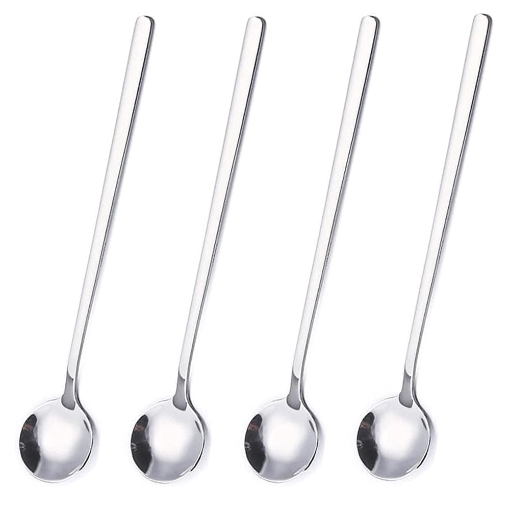 Knubmt Pack of 4 Stainless Steel Spoon Coffee Spoons Rice Spoon Long ...