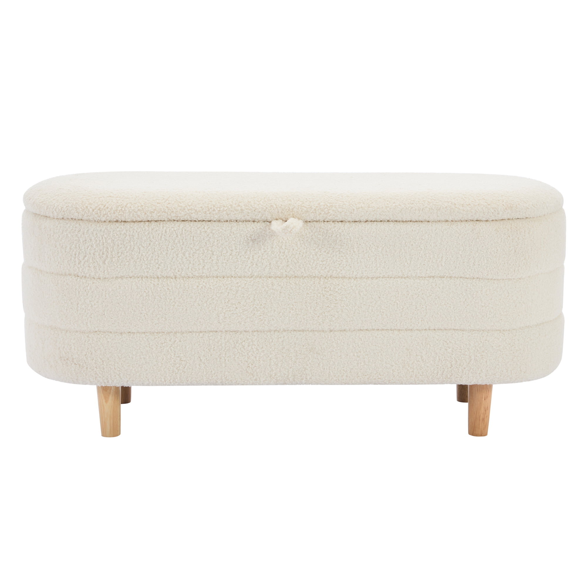 Knubmt Padded Seat Storage Bench with Wood Legs, Upholstered Fabric ...