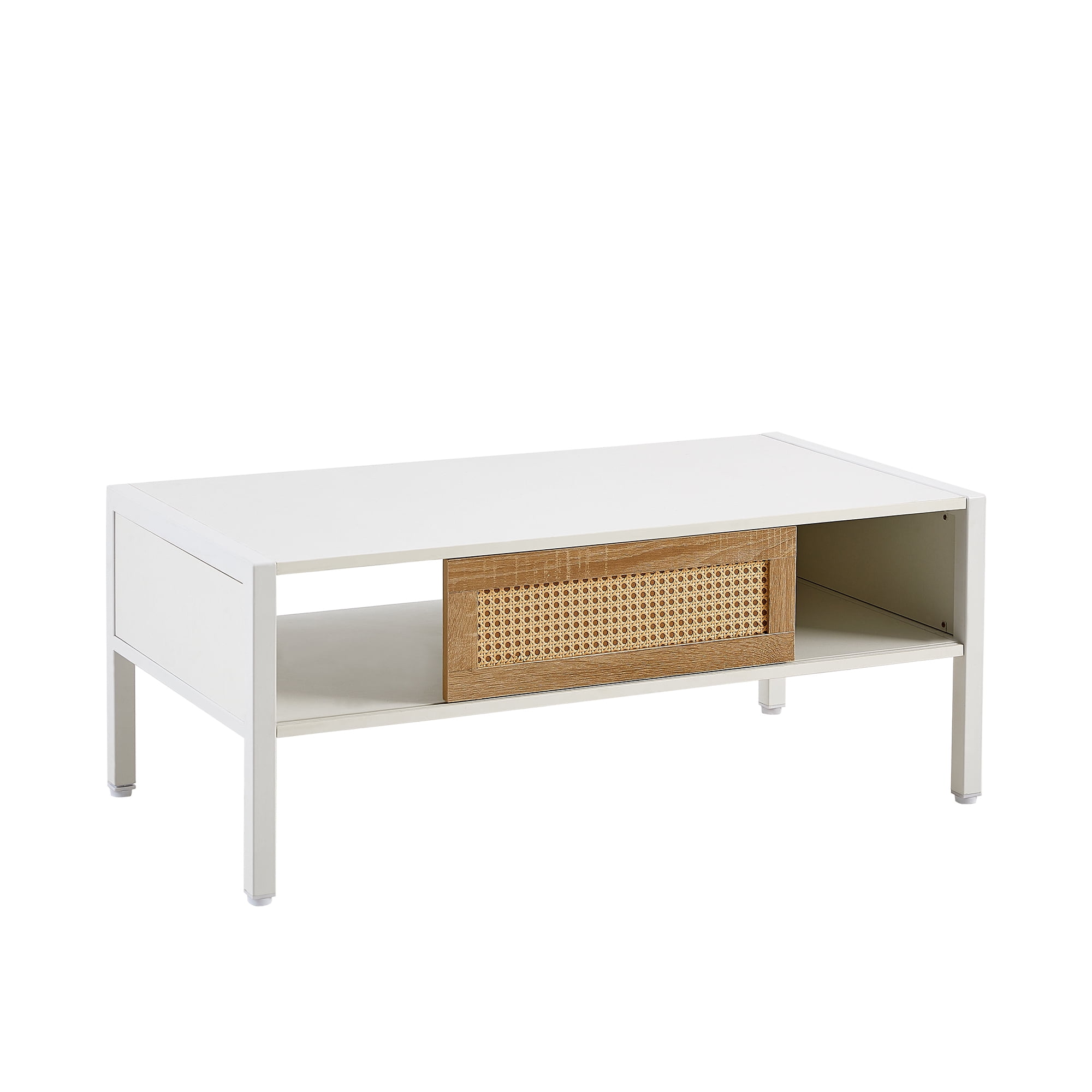 Knubmt Rattan Center Table with Shelf, Coffee Table for Living Room ...