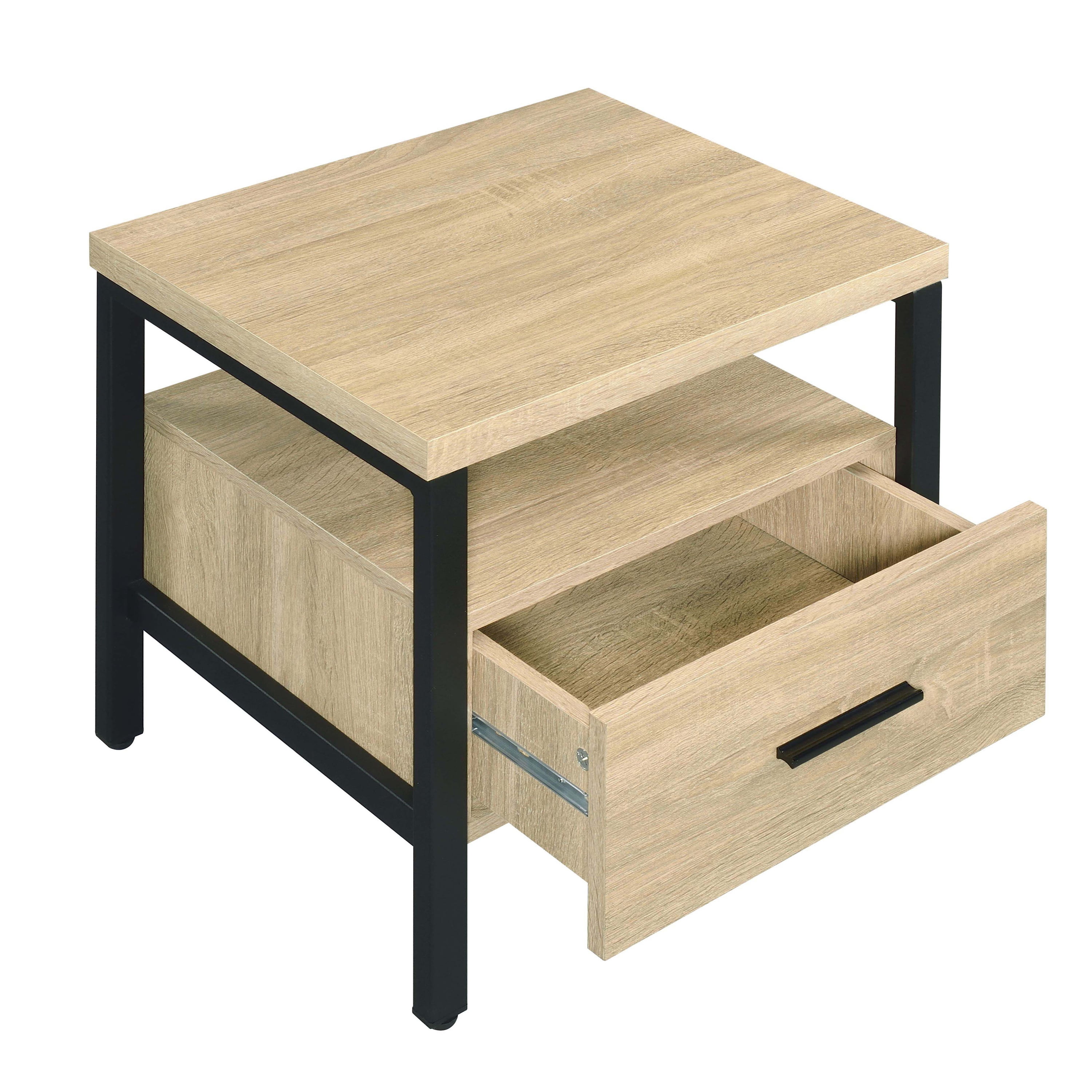 Knubmt Rectangle End Table with Open Shelf and 1 Drawer, Wood Beside ...