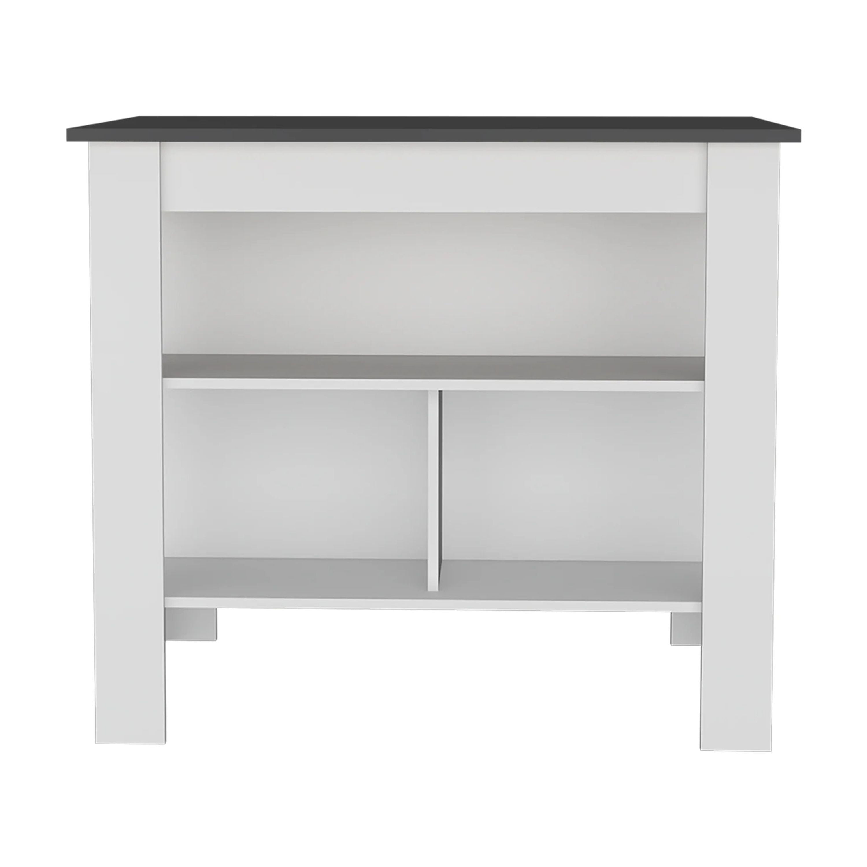 Knubmt Rectangle Kitchen Island with Open Shelf, Wood Island Table for ...