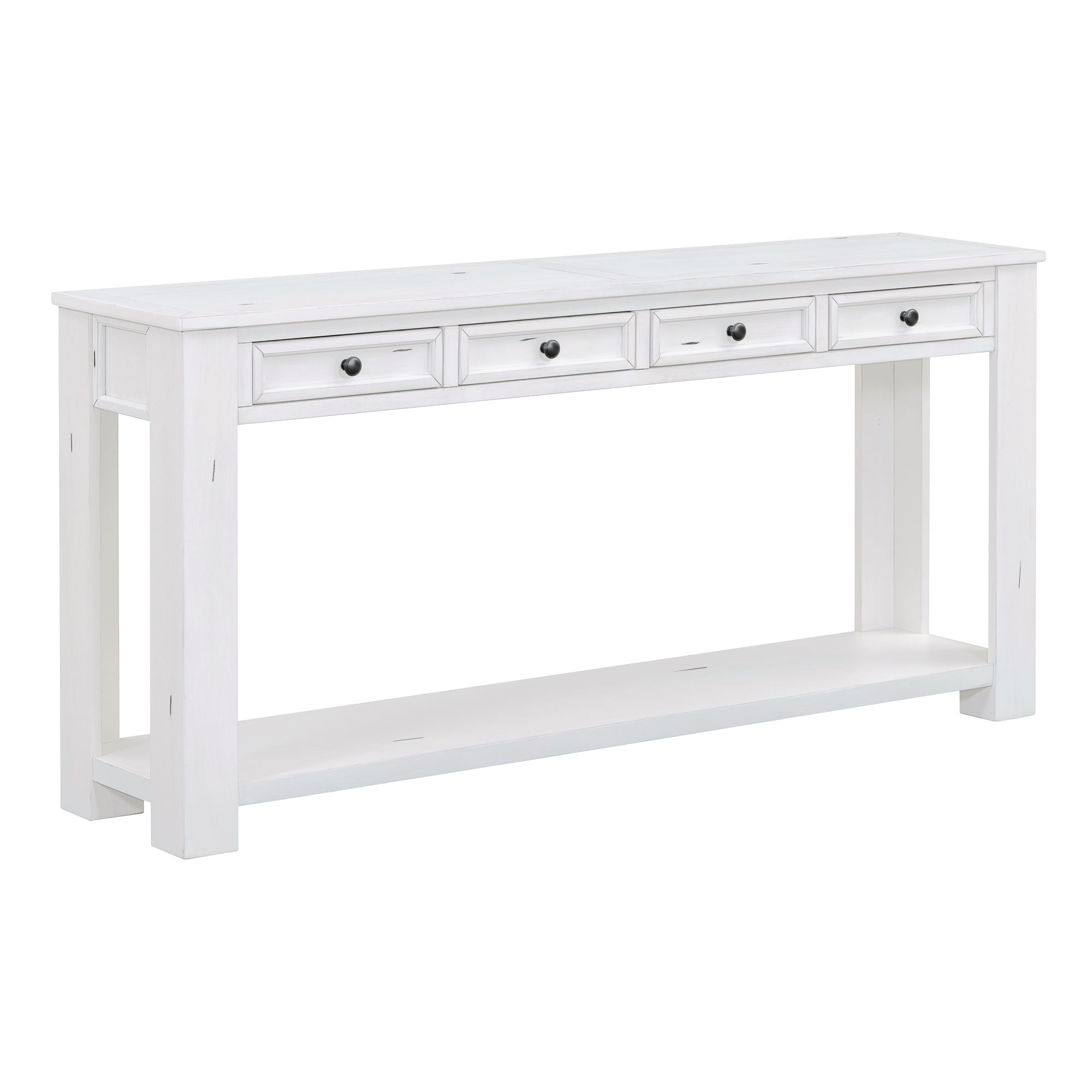 Knubmt Rectangle Sofa Table with 4 Drawers and Bottom Shelf, Wood ...