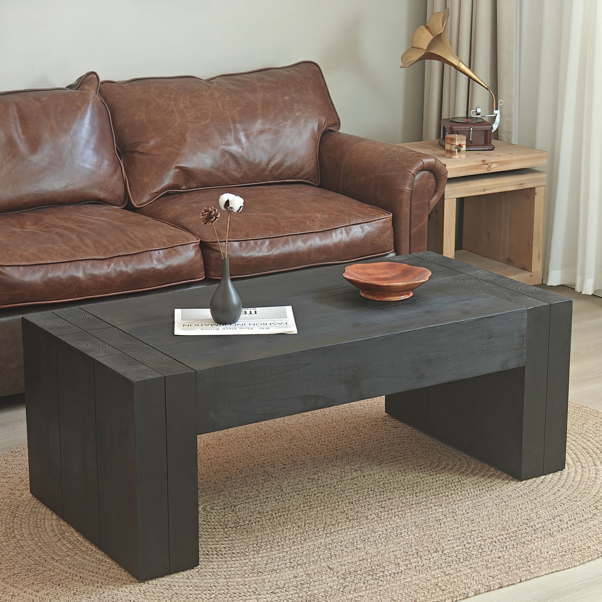 Knubmt Rectangle Wood End Table Coffee Table Tea Table for Living Room ...