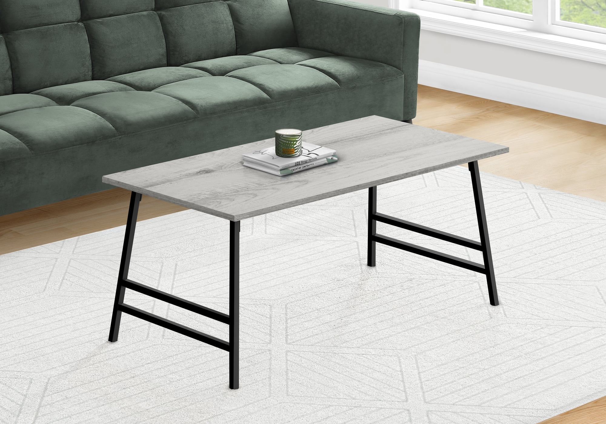 Knubmt Rectangular Side Table with Metal Legs, Wood Coffee Table for ...