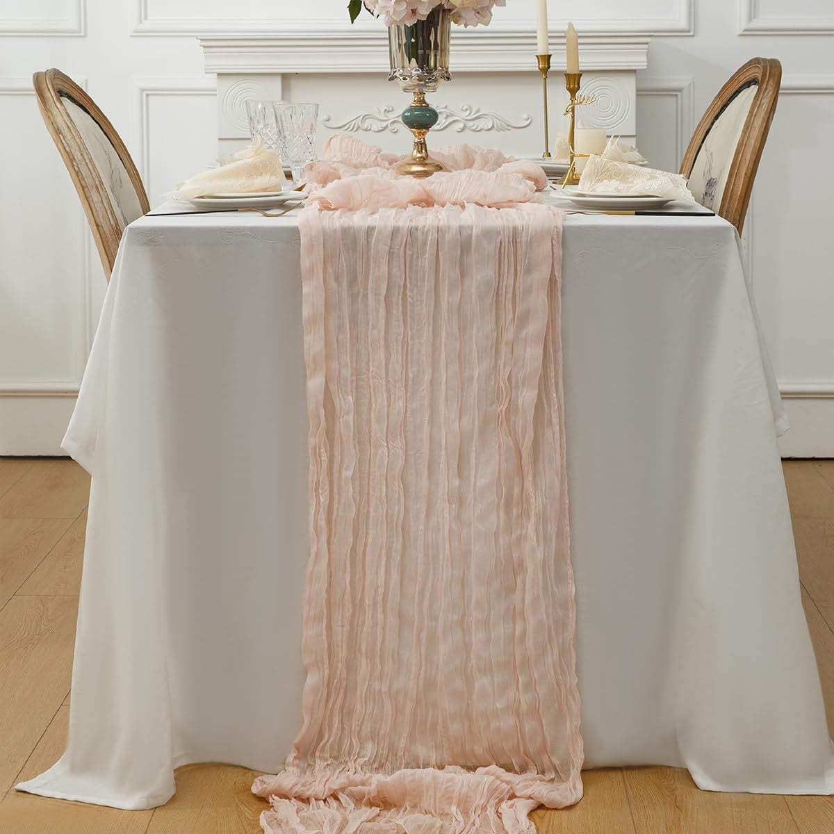 Knubmt Rustic Cheesecloth Table Runner Gauze Fabric Table Runner Sheer ...