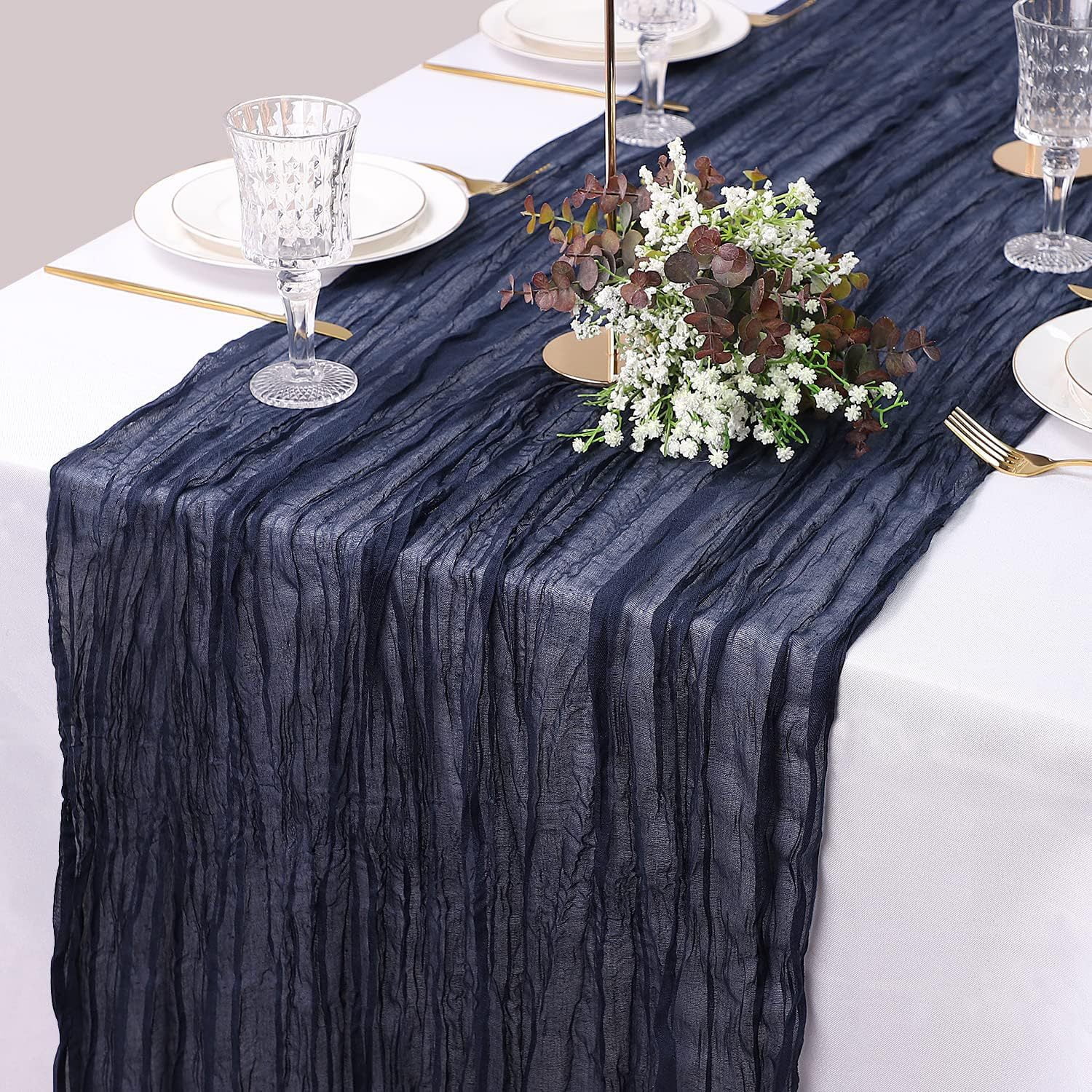 Knubmt Rustic Cheesecloth Table Runner Gauze Fabric Table Runner Sheer ...