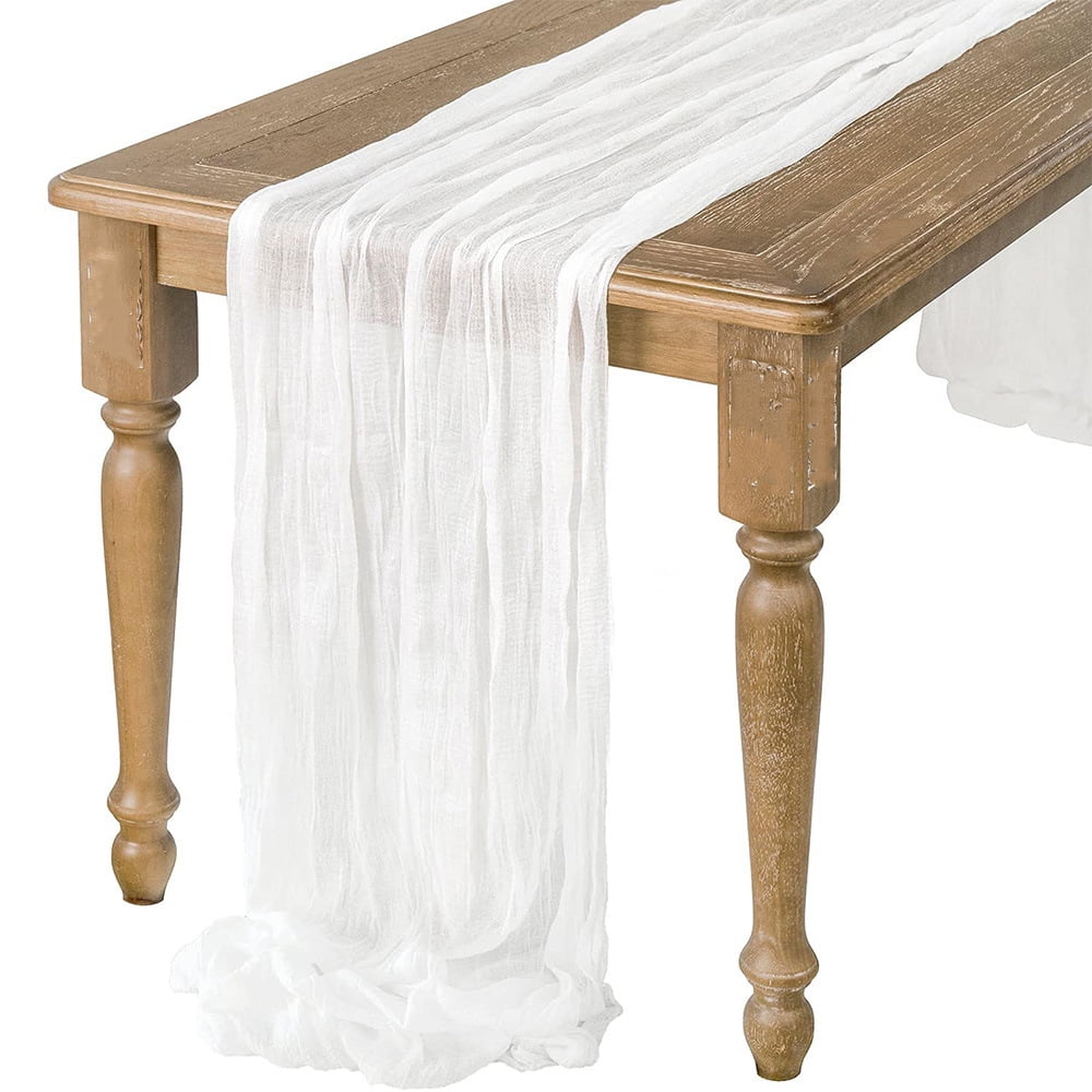 Knubmt Rustic Cheesecloth Table Runner Sheer Cloth Table Runner for ...