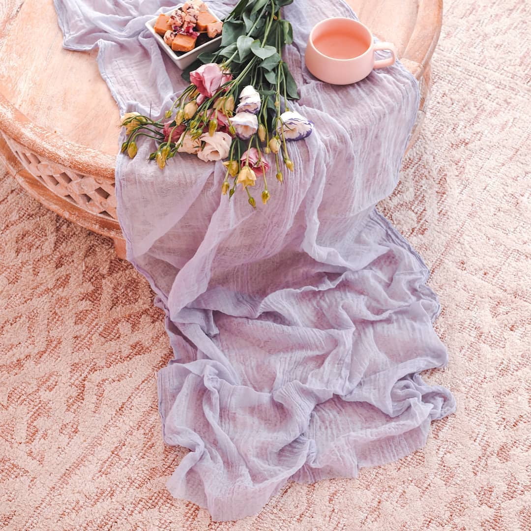 Knubmt Rustic Cheesecloth Table Runner Sheer Cloth Table Runner for ...