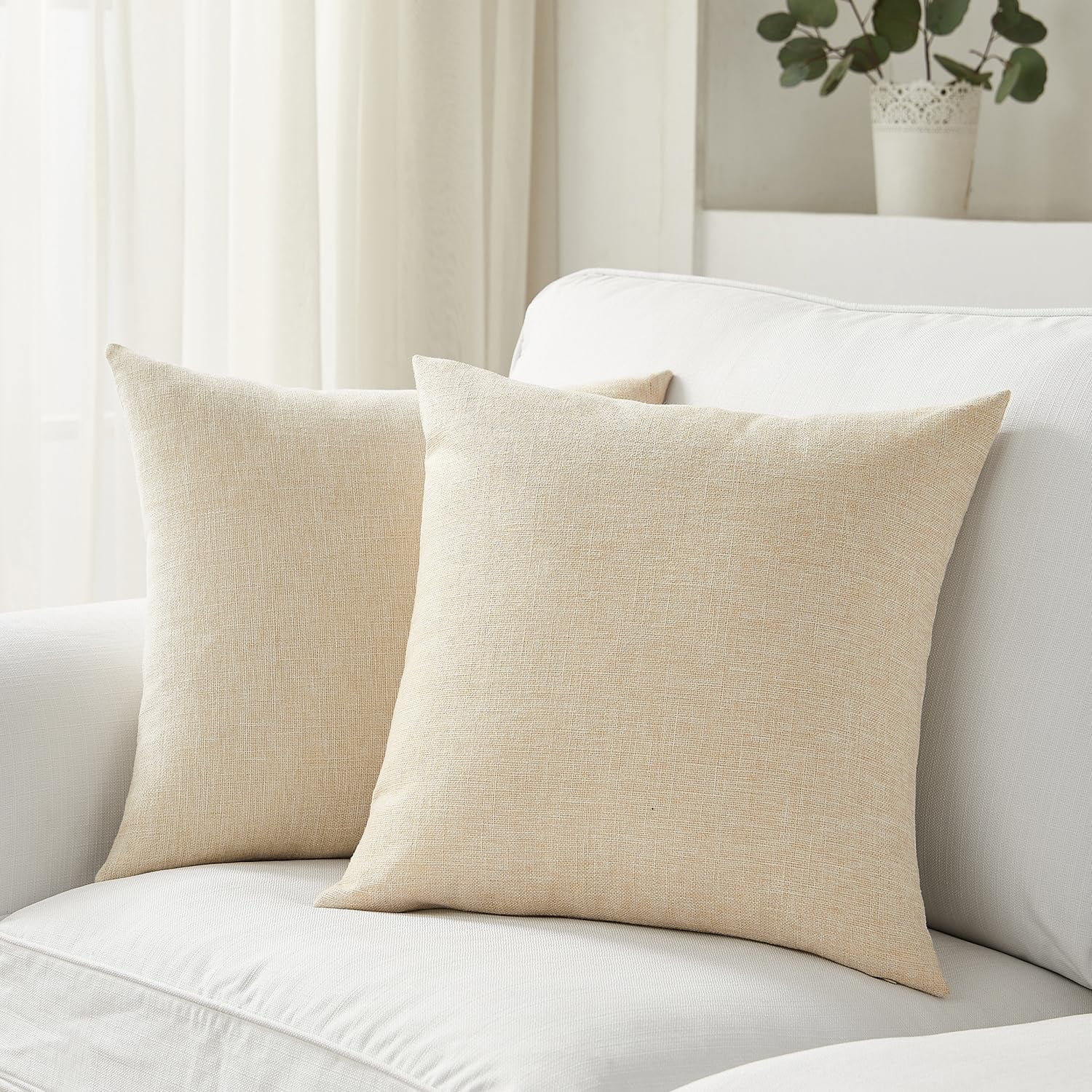 Knubmt Set of 2 Decorative Square Throw Pillow Covers with Zipper ...