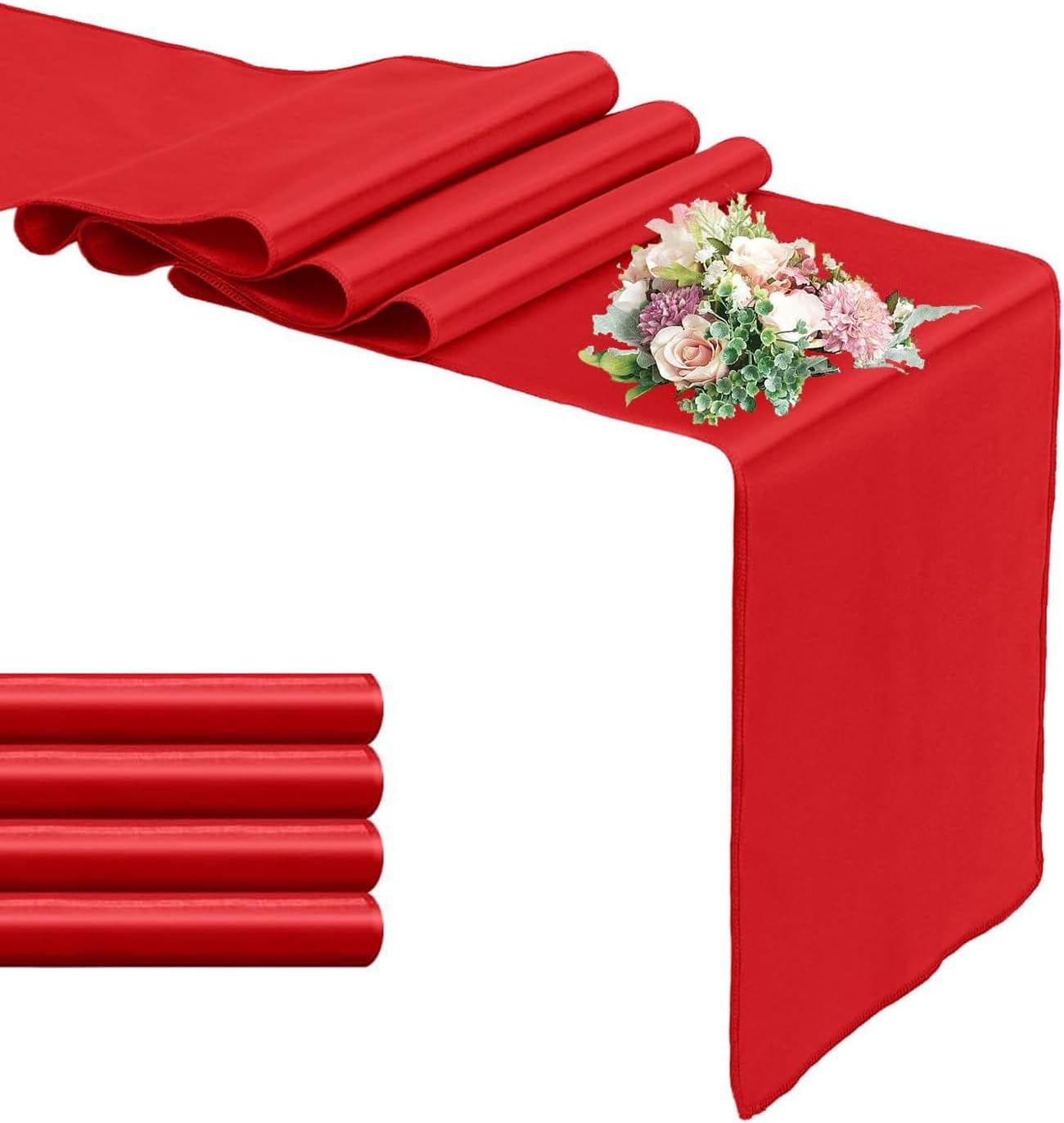Knubmt Set of 2 Satin Table Runners 12 x 108 inch Smooth Fabric Party ...
