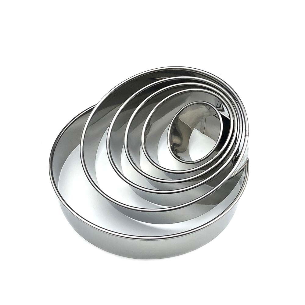 Knubmt Set of 6 Stainless Steel Cookie Cutter Set Round Biscuit Cutters ...