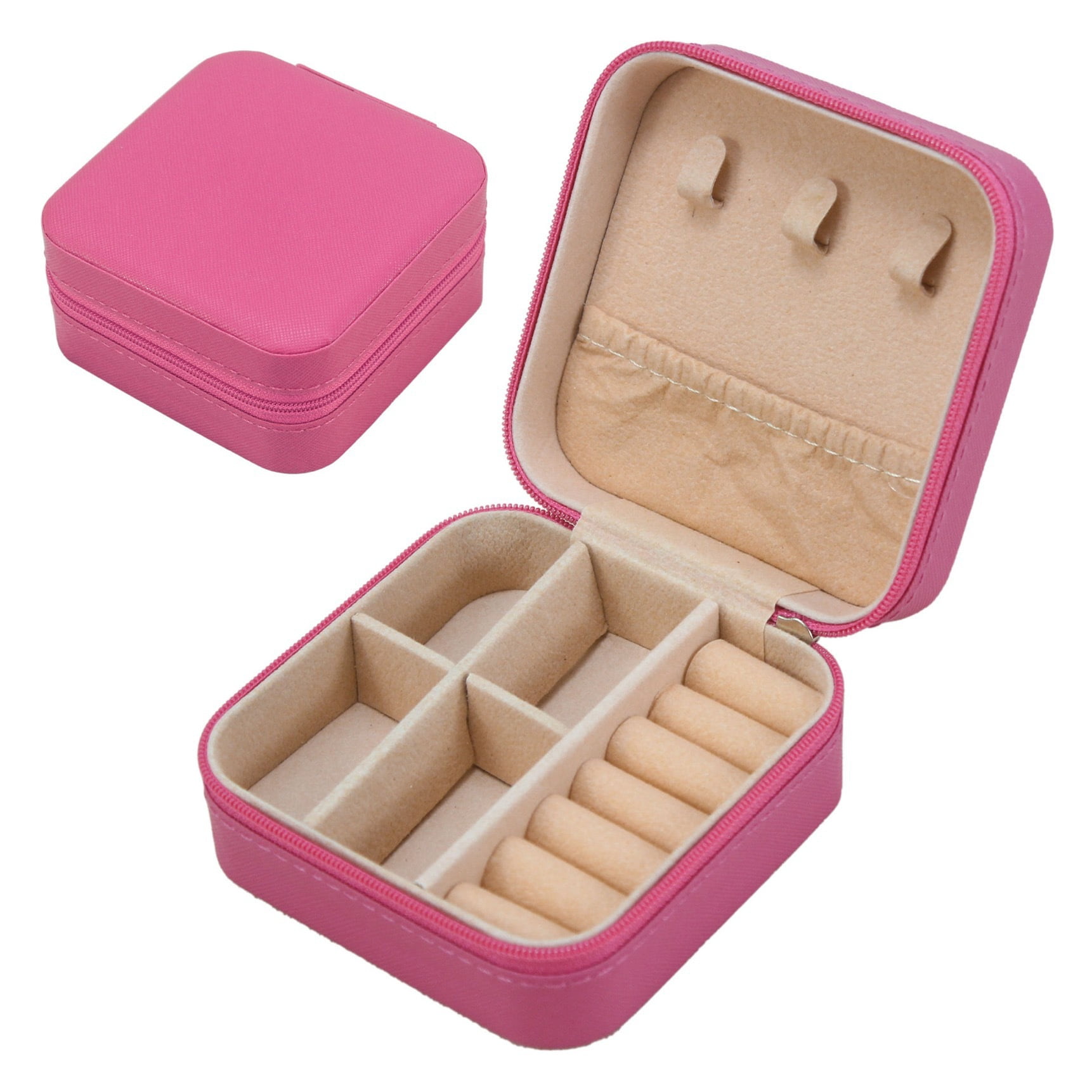 Knubmt Small Travel Jewelry Box Leather Portable Jewelry Case for Women ...