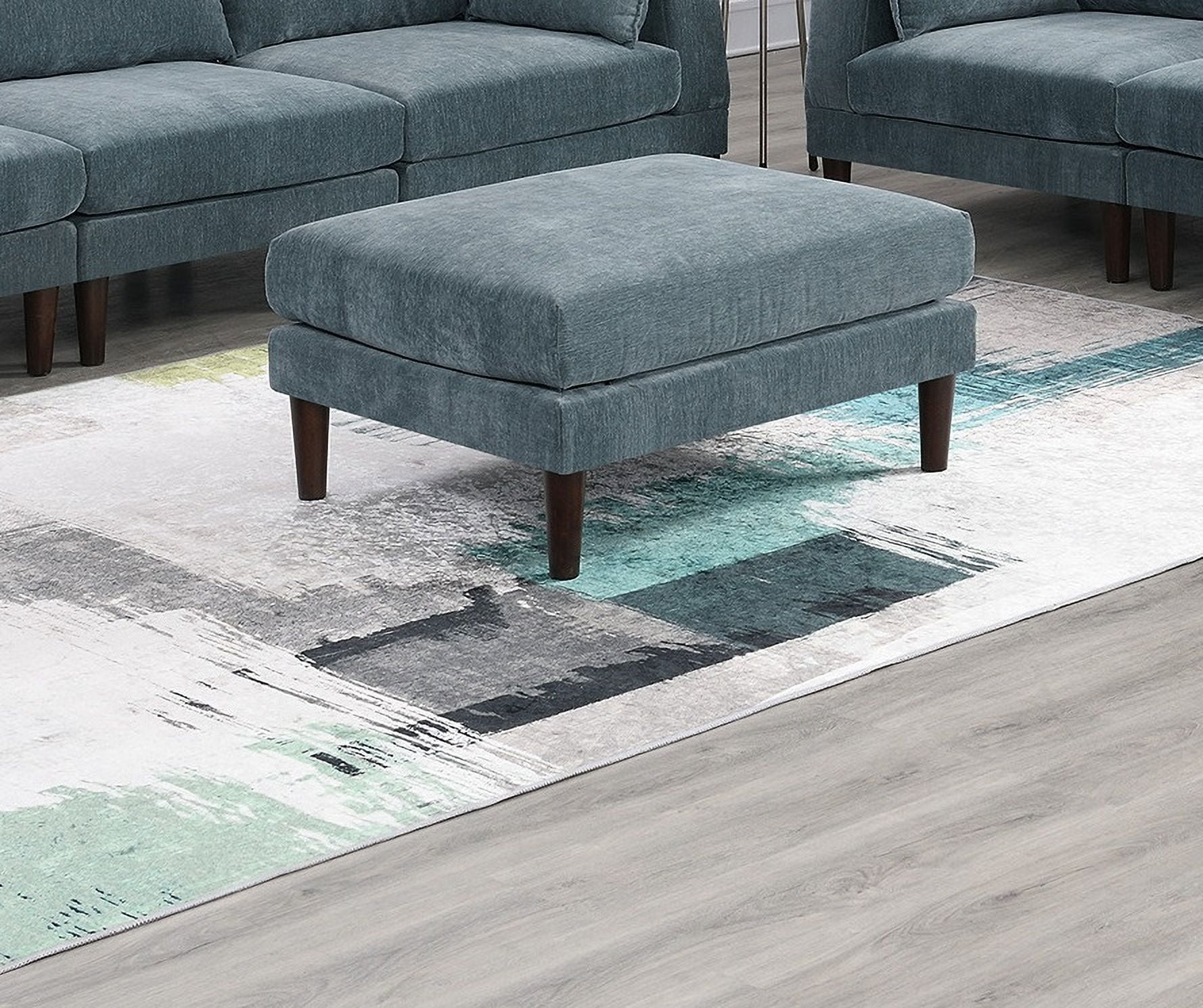 Knubmt Soft Cushion Footrest with Wood Legs, Fabric Ottoman for Living ...