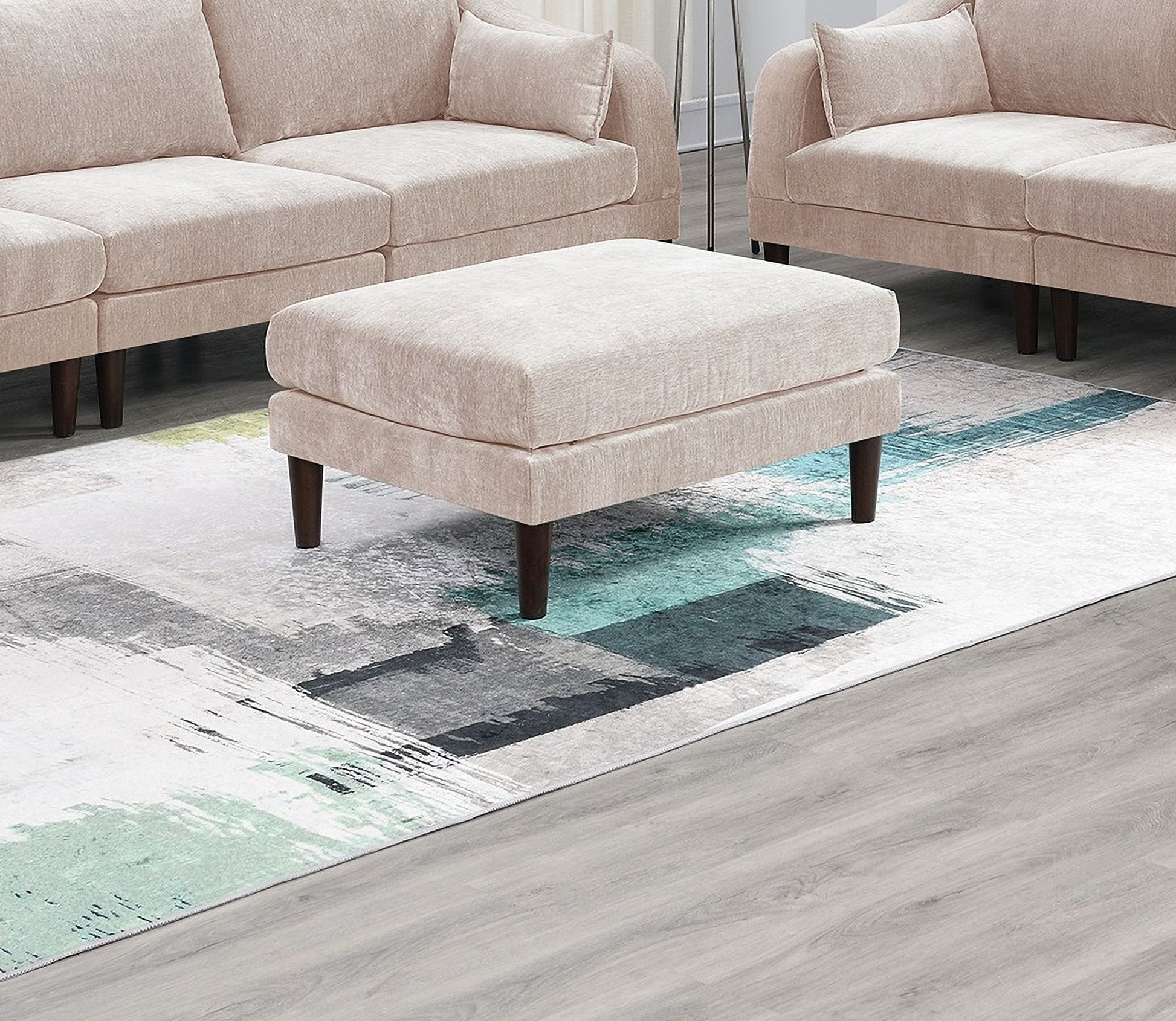 Knubmt Soft Cushion Footrest with Wood Legs, Fabric Ottoman for Living ...