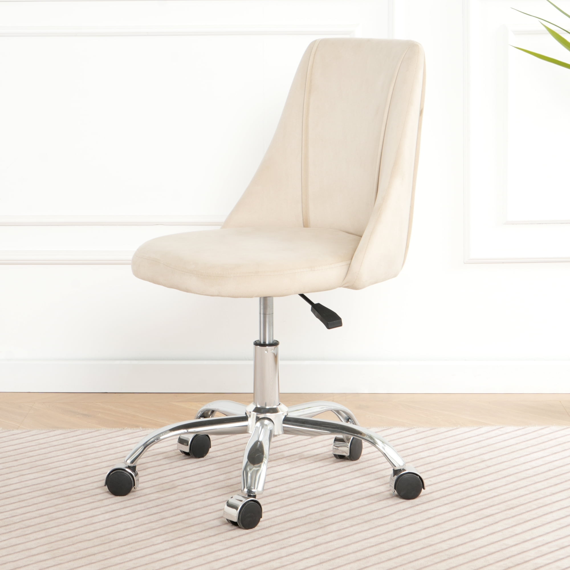 Knubmt Soft Velvet Office Chair Task Chair with Metal Legs, Comfortable ...