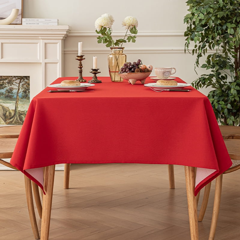 Knubmt Solid Color Linen Tablecloth Washable Decorative Fabric Table ...