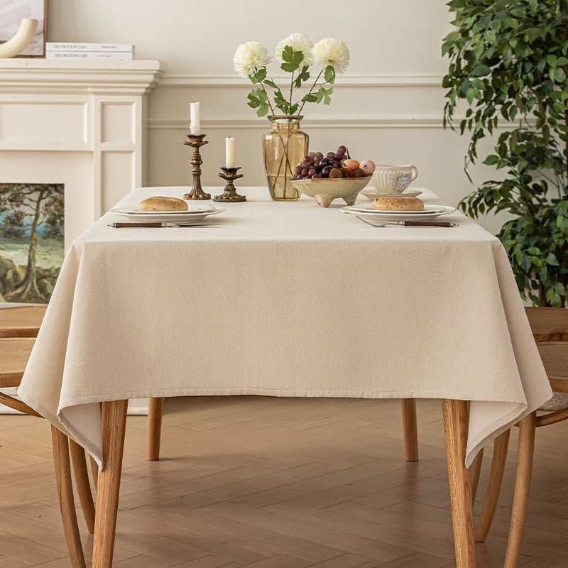 Knubmt Solid Color Linen Tablecloth Washable Decorative Fabric Table ...