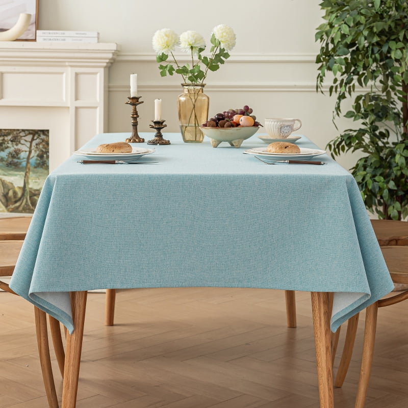 Knubmt Solid Color Linen Tablecloth Washable Decorative Fabric Table ...