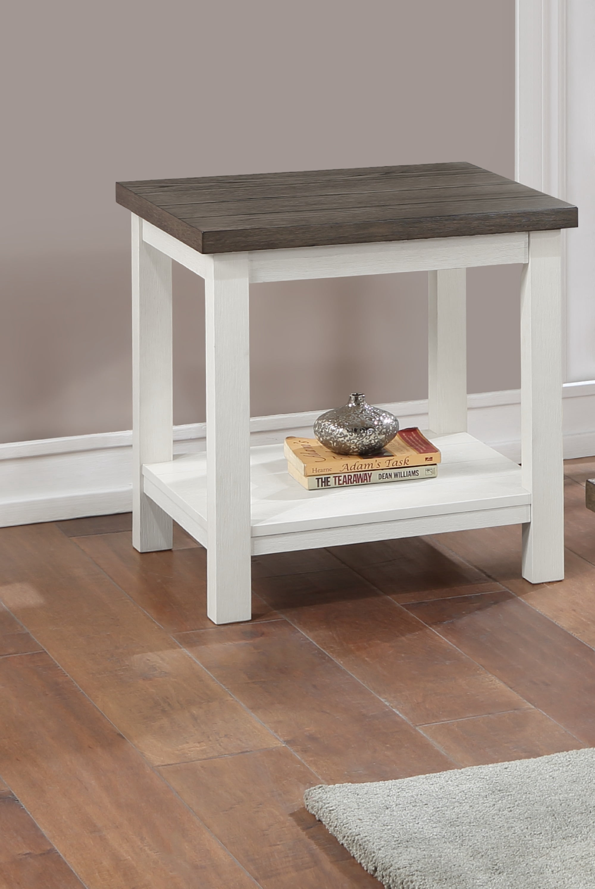 Knubmt Square Table Top End Table Coffee Table with Bottom Shelf, Wood ...