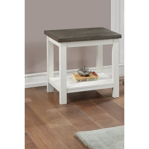 Knubmt Square Table Top End Table Coffee Table with Bottom Shelf, Wood ...