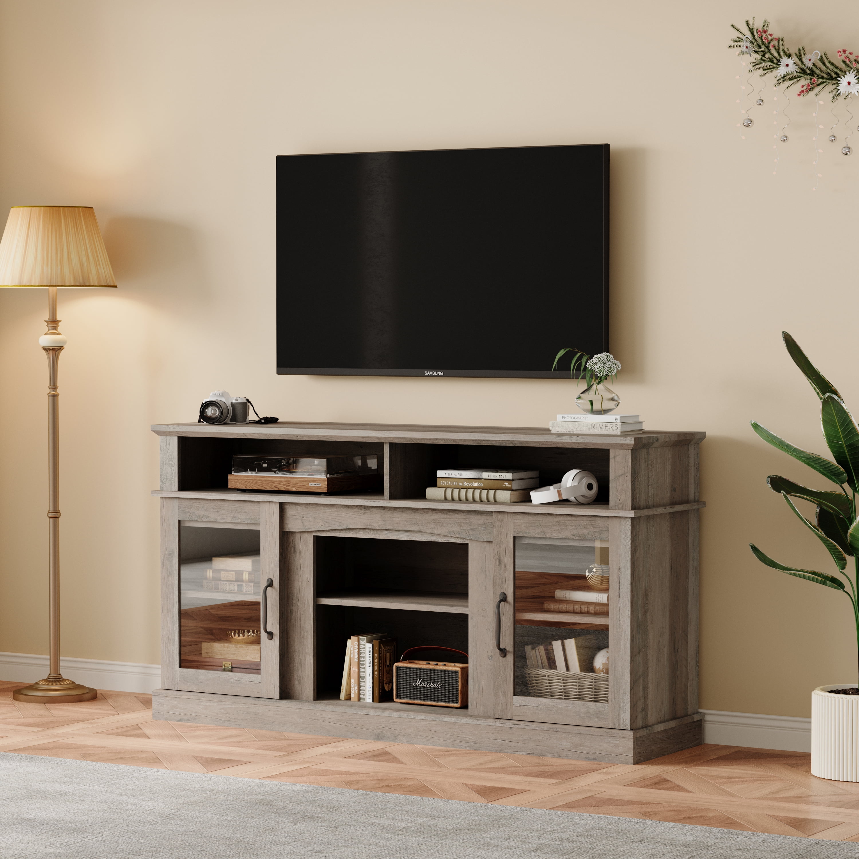 Knubmt TV Console Table up to 58 Inch, TV Stand with Open Shelves, TV ...