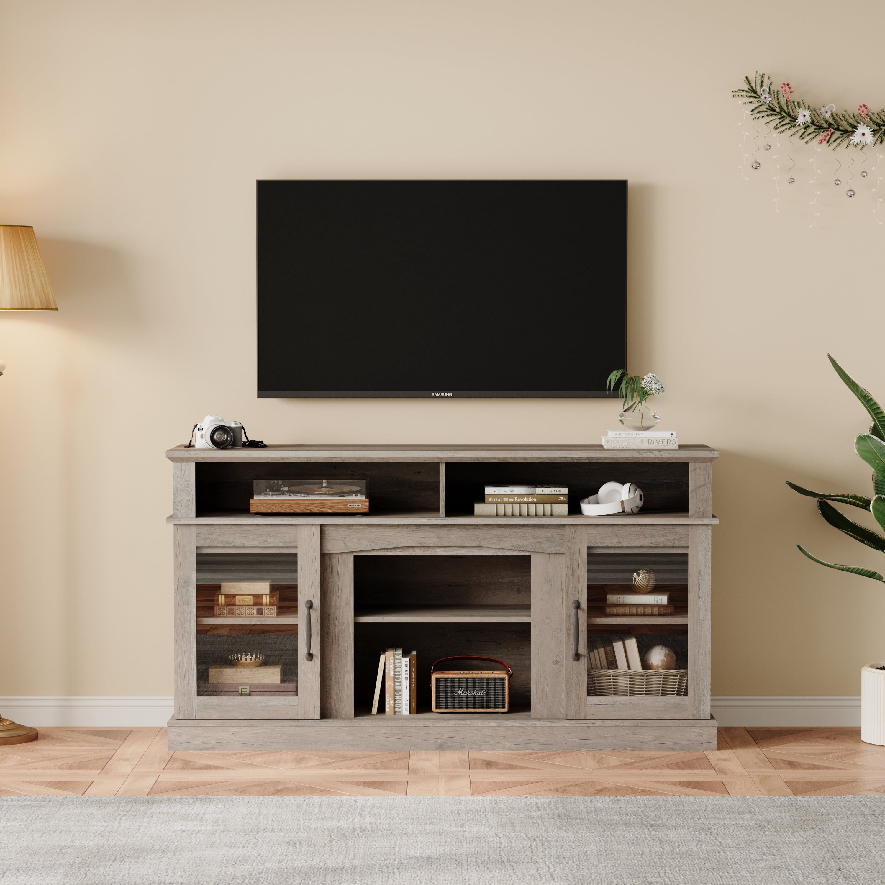 Knubmt TV Console Table up to 58 Inch, TV Stand with Open Shelves, TV ...