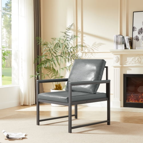 Knubmt Upholstered Accent Chair with Extra Thick Padded Backrest and ...