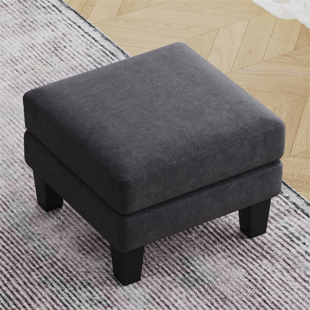 Knubmt Upholstered Fabric Ottoman with Black Legs, Modern Footrest for ...