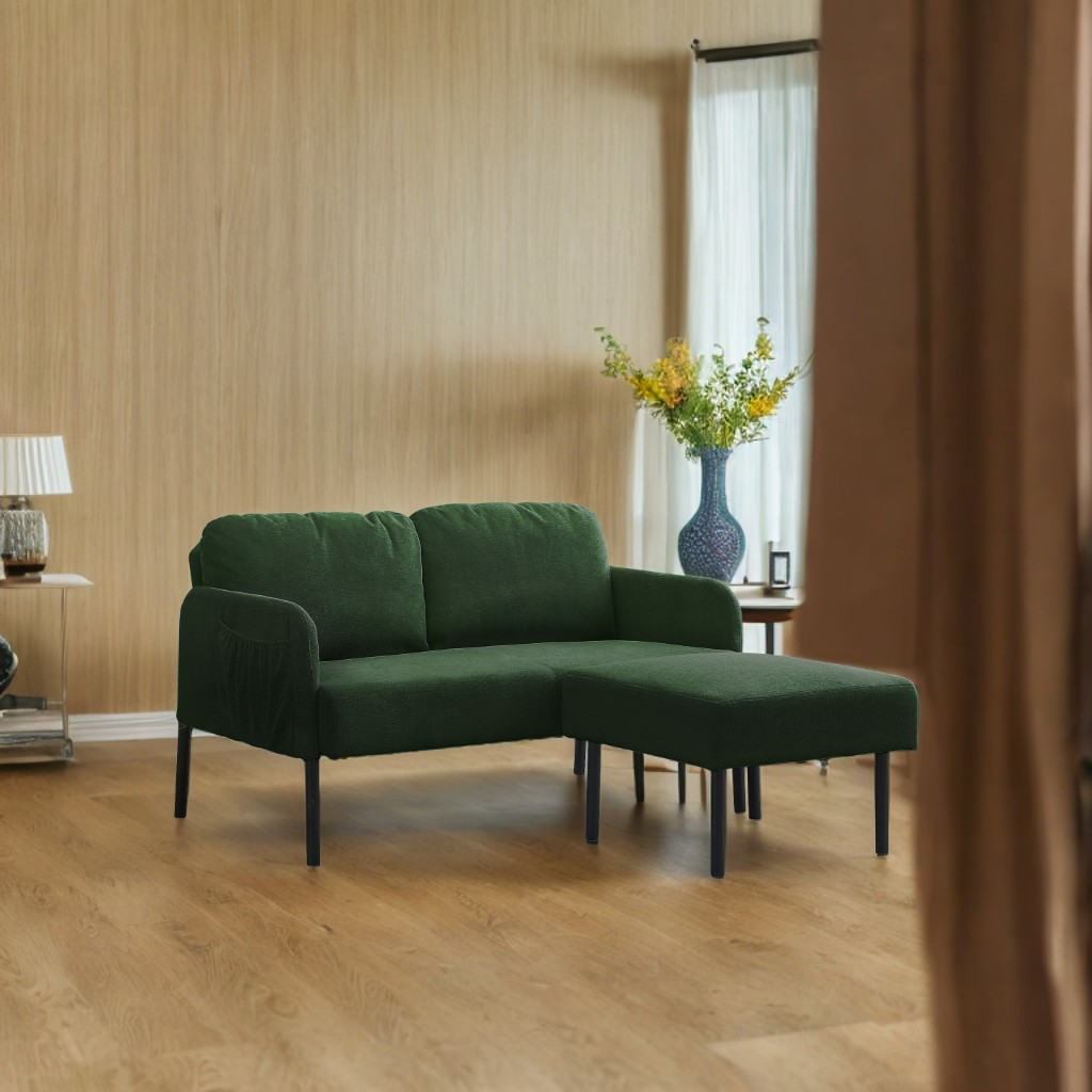 Knubmt Upholstered Polyester Fabric Sofa Couch with Ottoman, 2 Seater ...