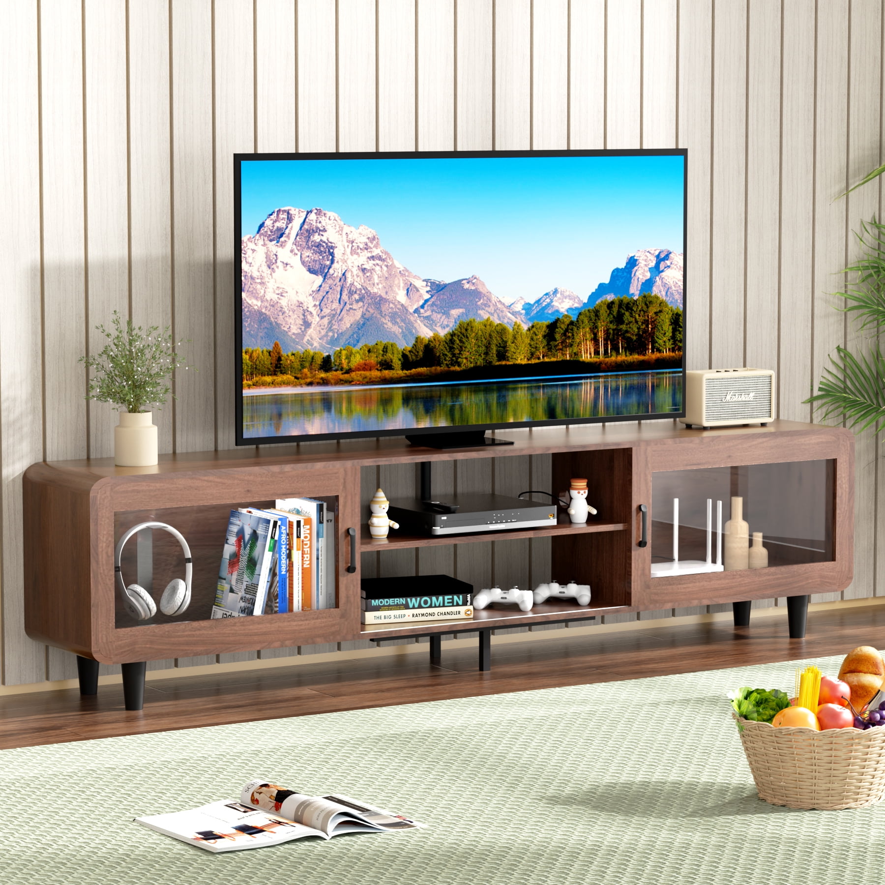 Knubmt Wood Entertainment Center for TVs up to 75 Inch, Media Console ...