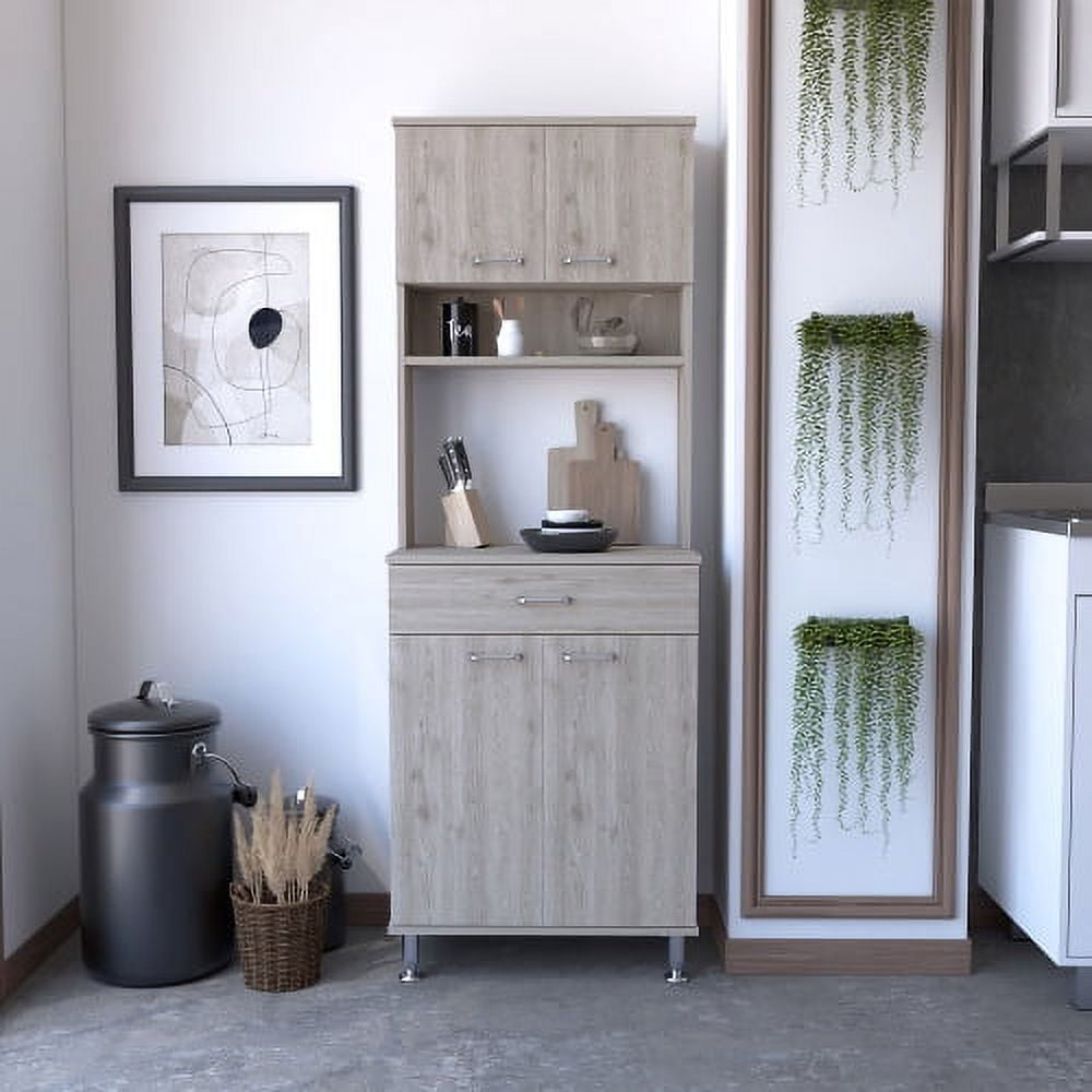 Knubmt Wood Kitchen Pantry Cabinet with Countertop and Drawer and Open ...